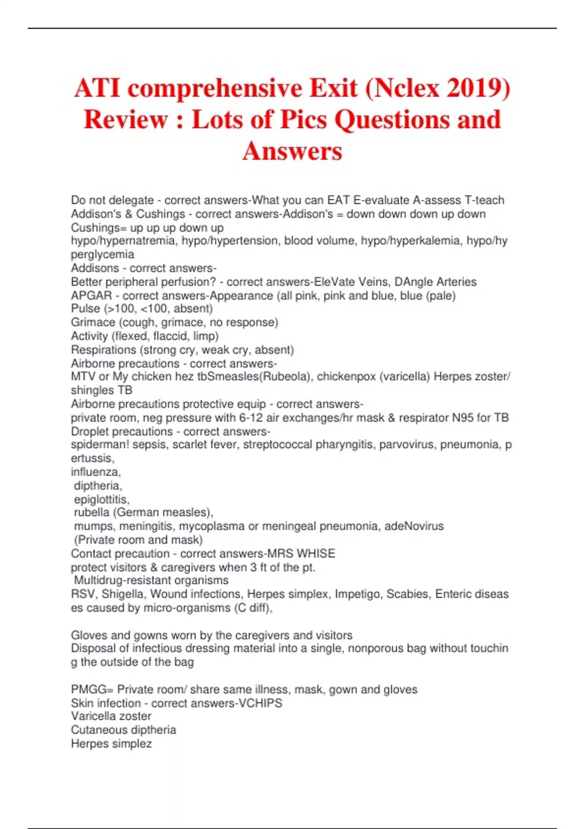 ATI comprehensive Exit (Nclex 2019) Review : Lots of Pics Questions and ...
