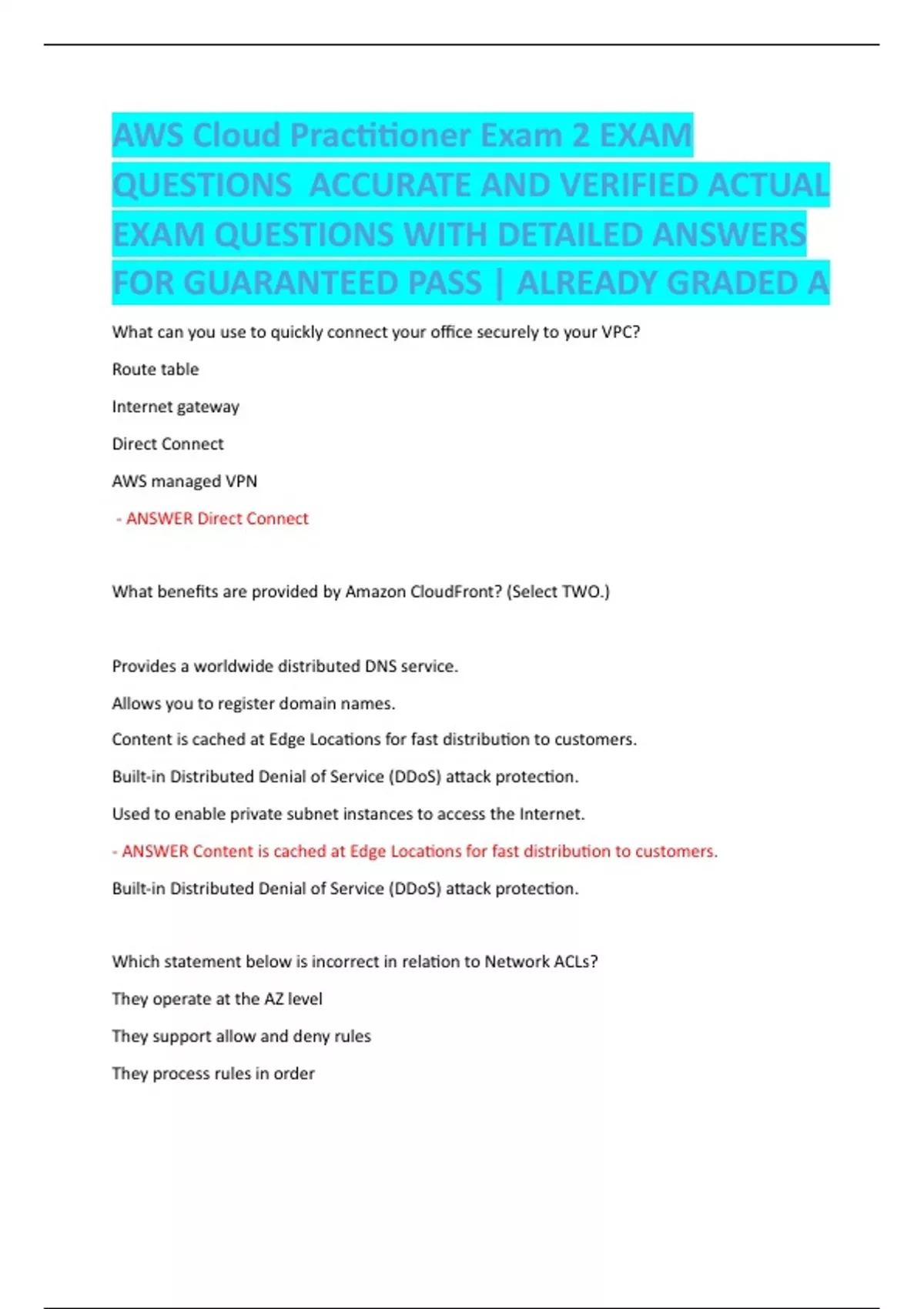 AWS Cloud practitioner exam Bundle/ Package Deal ACCURATE TESTED ...