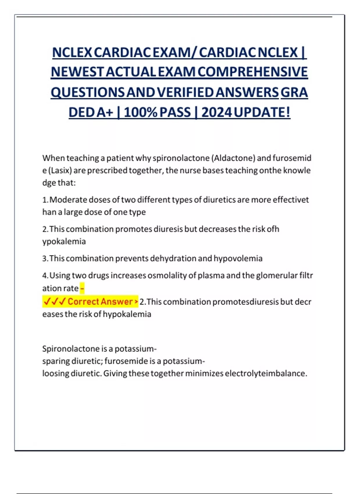 Nclex cardiac examt - Nclex cardiac - Stuvia US