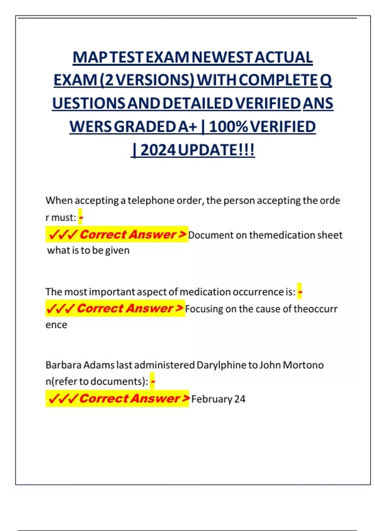 MAP TEST EXAM NEWEST ACTUAL EXAM COMPLETE QUESTIONS AND ANSWERS - MAP T ...