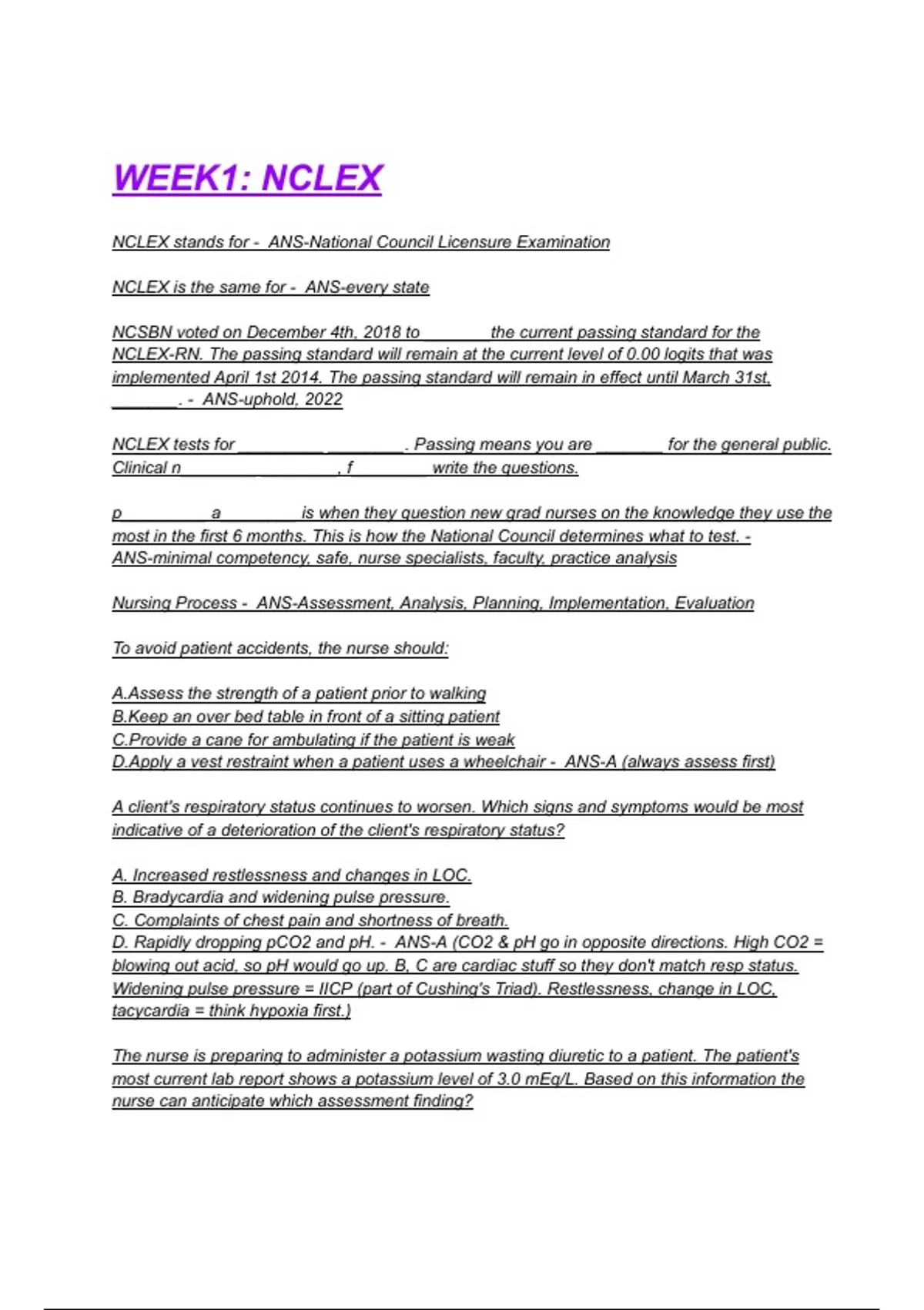 WEEK1: NCLEX EXAM QUESTIONS WITH CORRECT ANSWERS 2025/2026( A+ GRADED ...