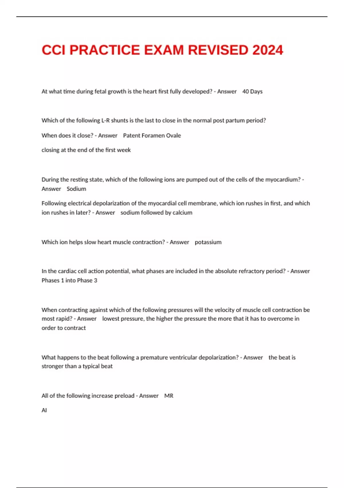 CCI PRACTICE EXAM REVISED 2024 - CCI registered - Stuvia US