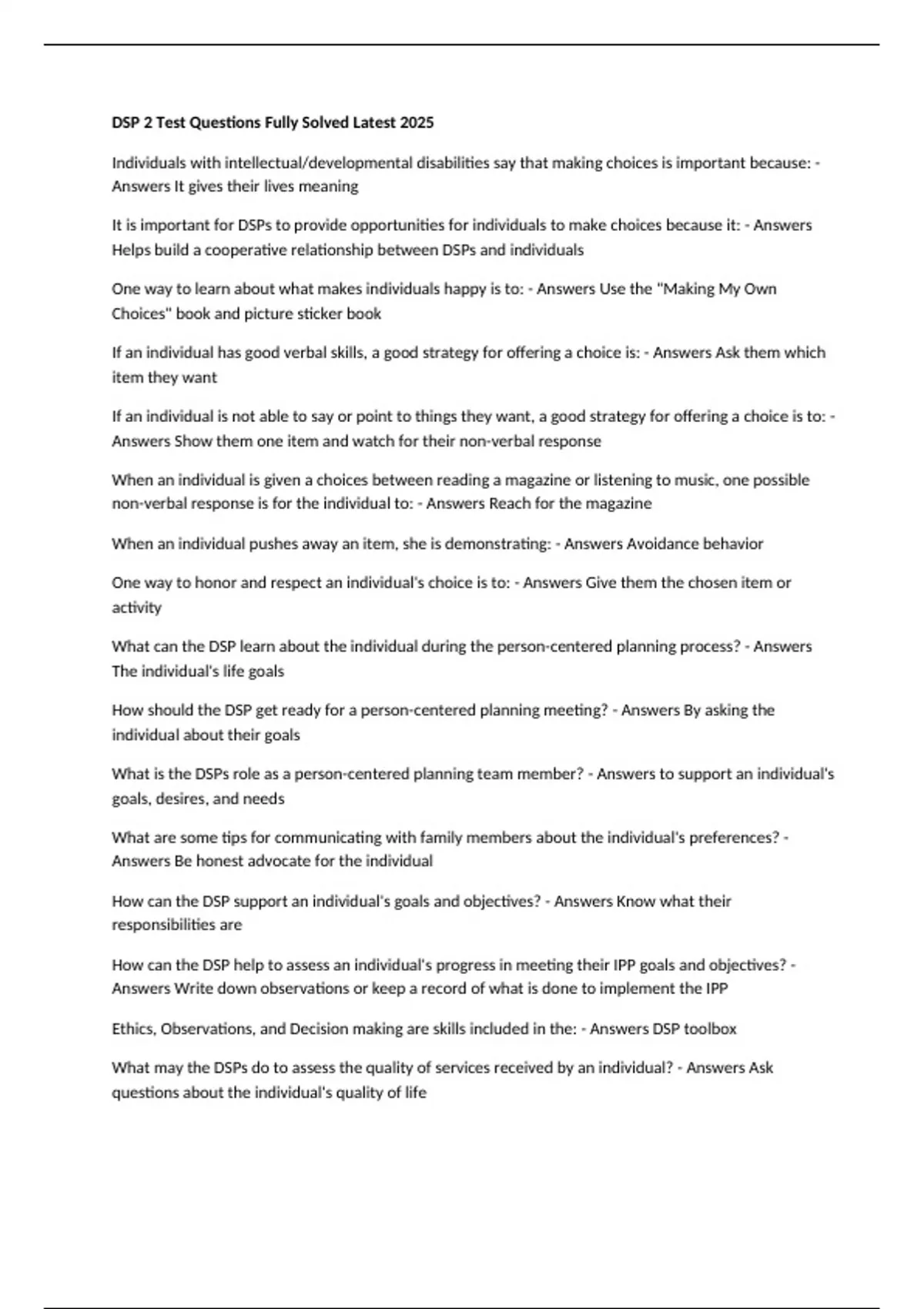 DSP 2 Test Questions Fully Solved Latest 2025 - DSP 2 - Stuvia US