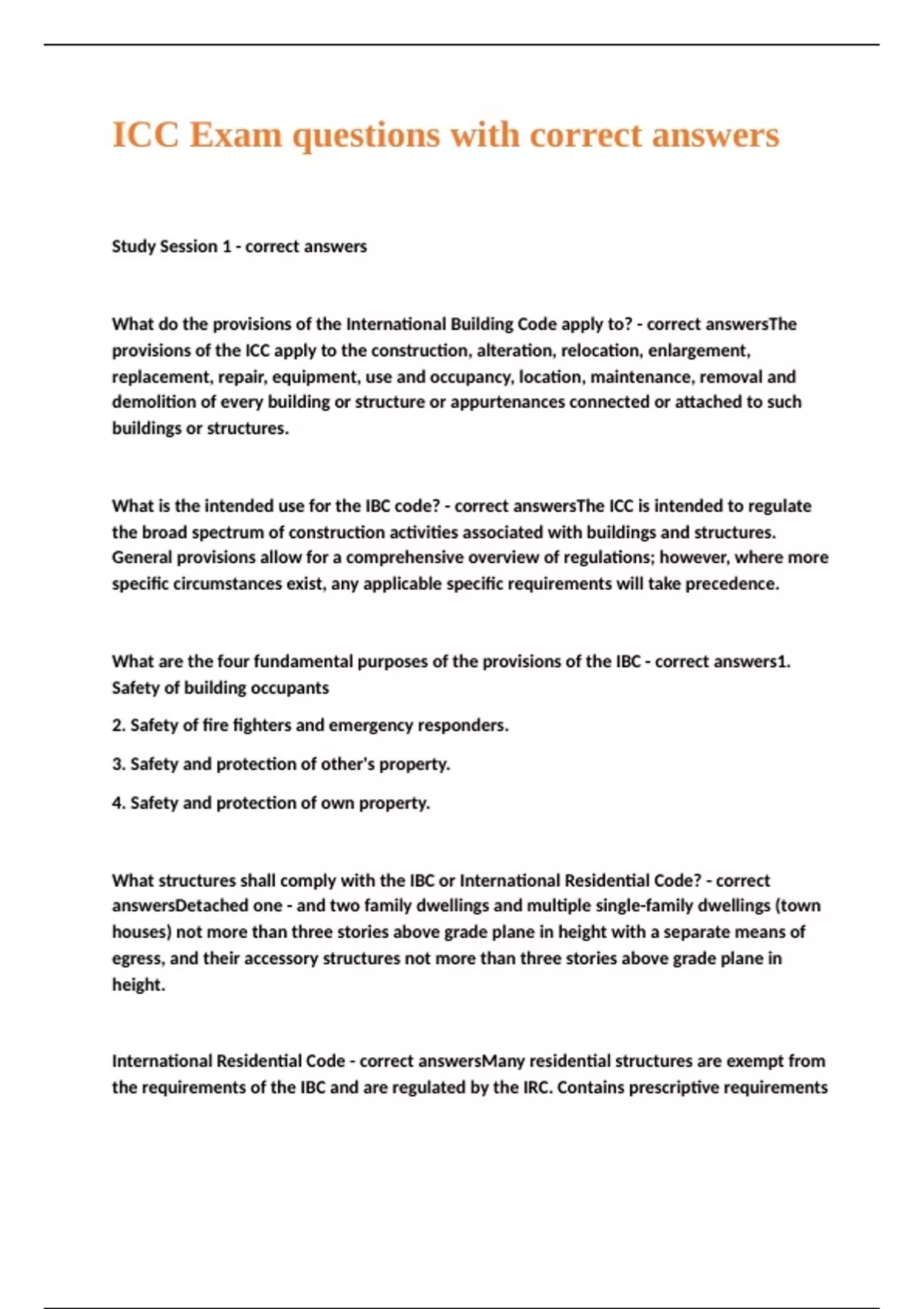 ICC Exam Questions With Correct Answers - ICC - Stuvia US