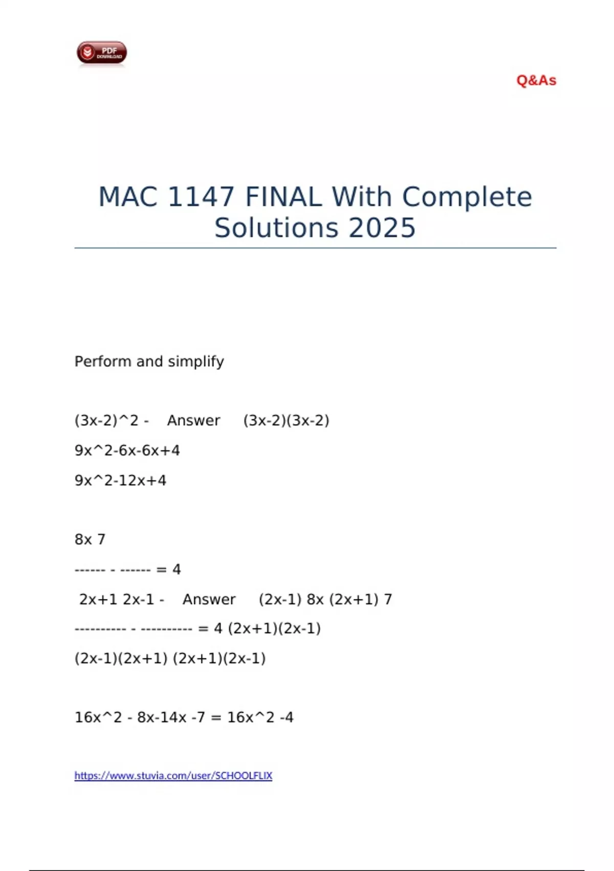 MAC 1147 FINAL With Complete Solutions 2025 - MAC 1147 - Stuvia US