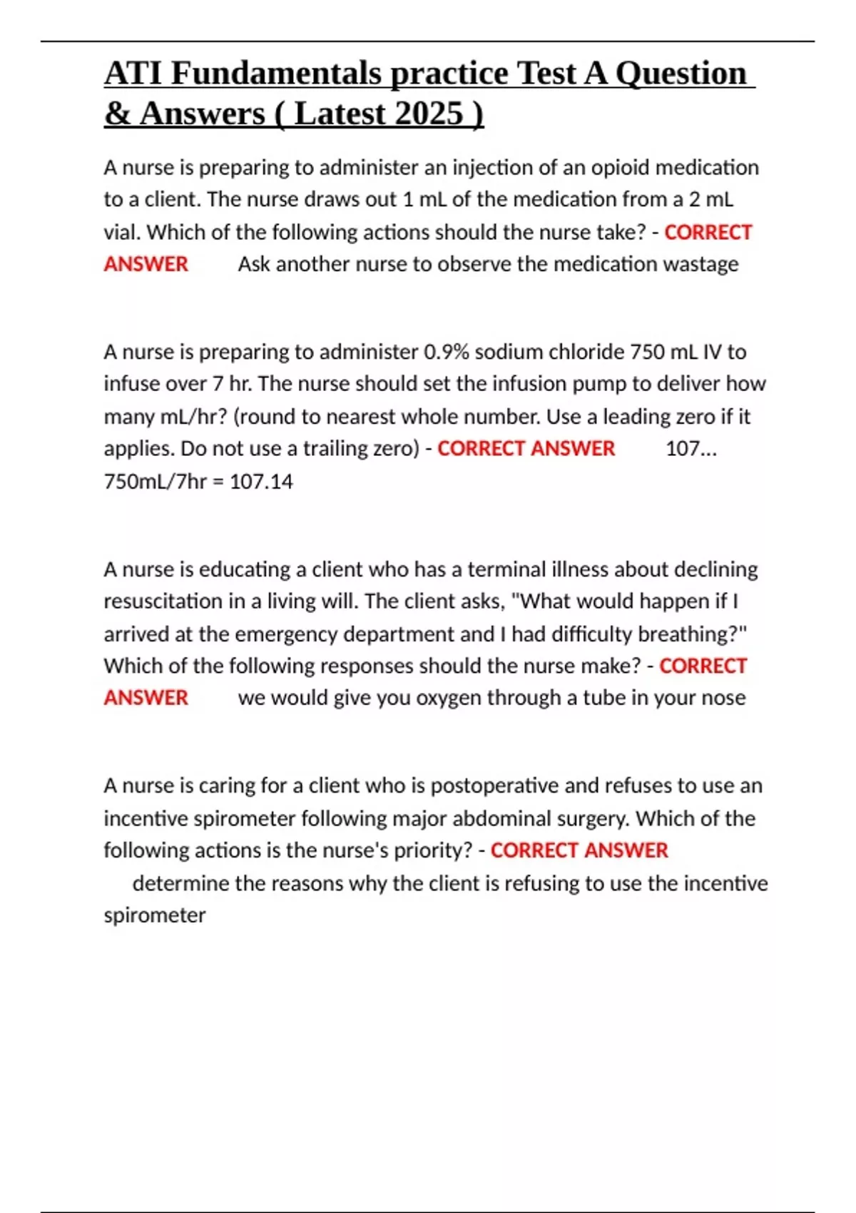 ATI Fundamentals practice Test A Question & Answers ( Latest 2025 ...