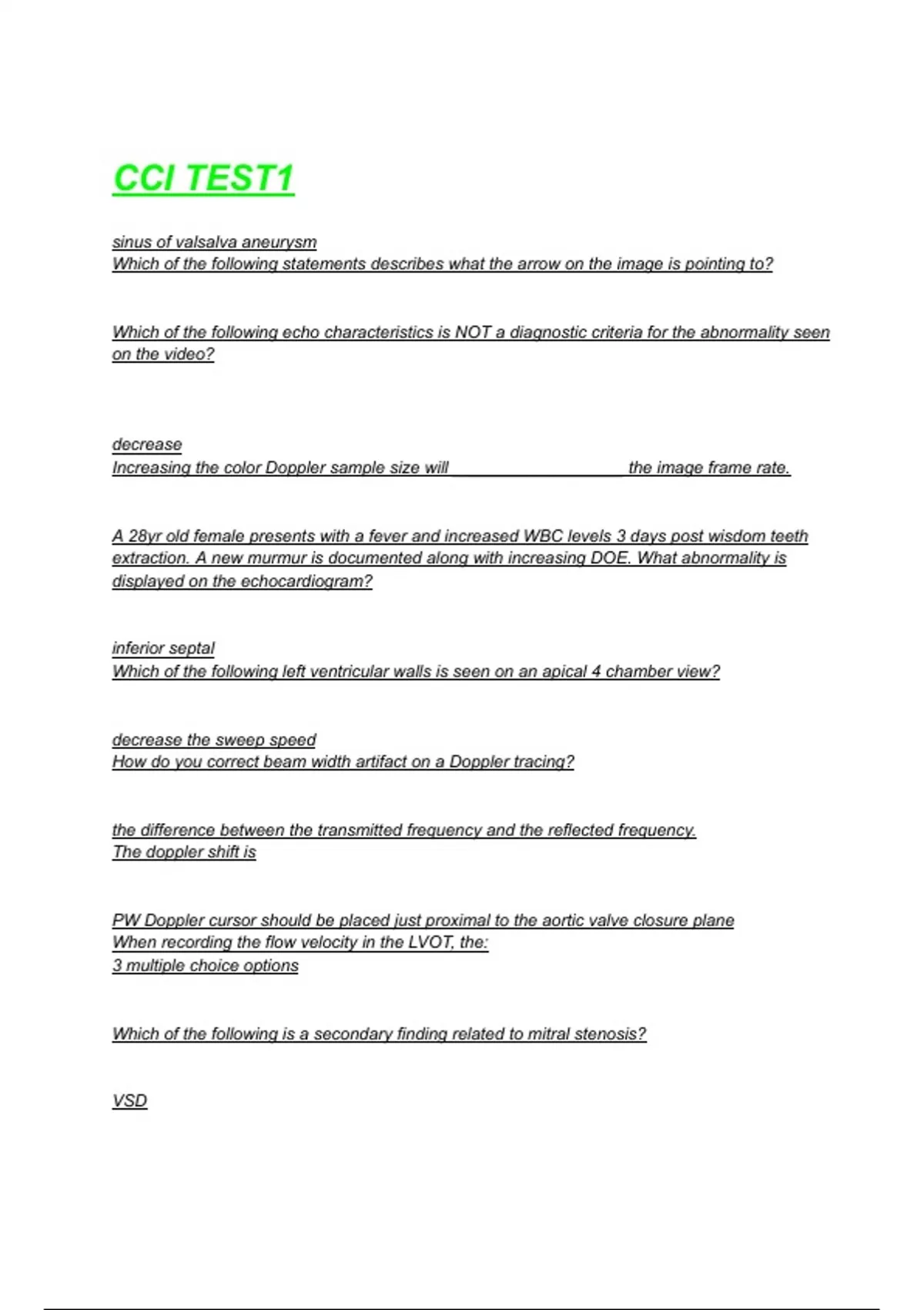 CCI TEST 1 QUESTIONS WITH CORRECT ANSWERS 2025/2026( A+ GRADED 100% ...