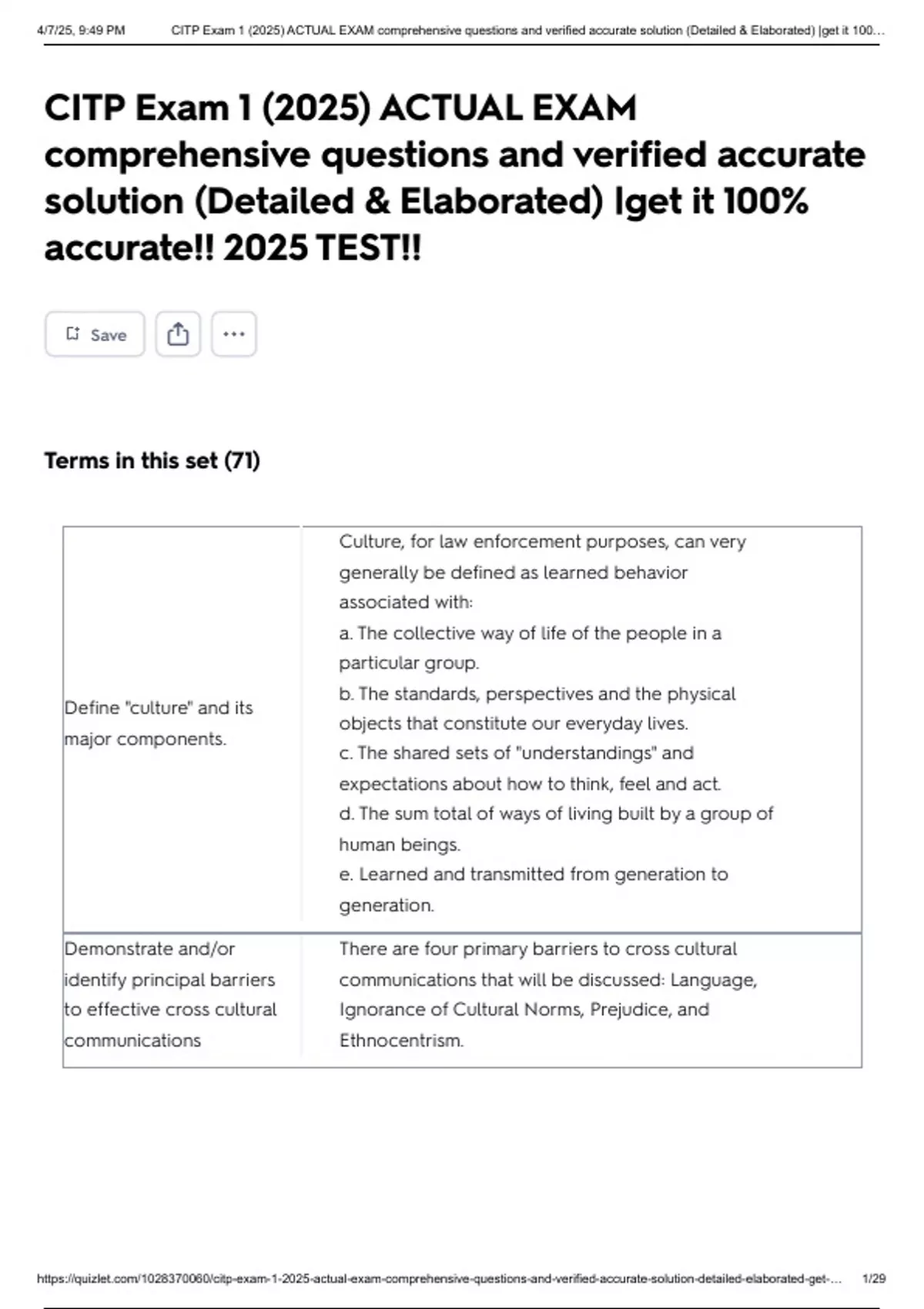 CITP Exam 1 (2025) ACTUAL EXAM comprehensive questions and verified accurate solution (Detailed ...