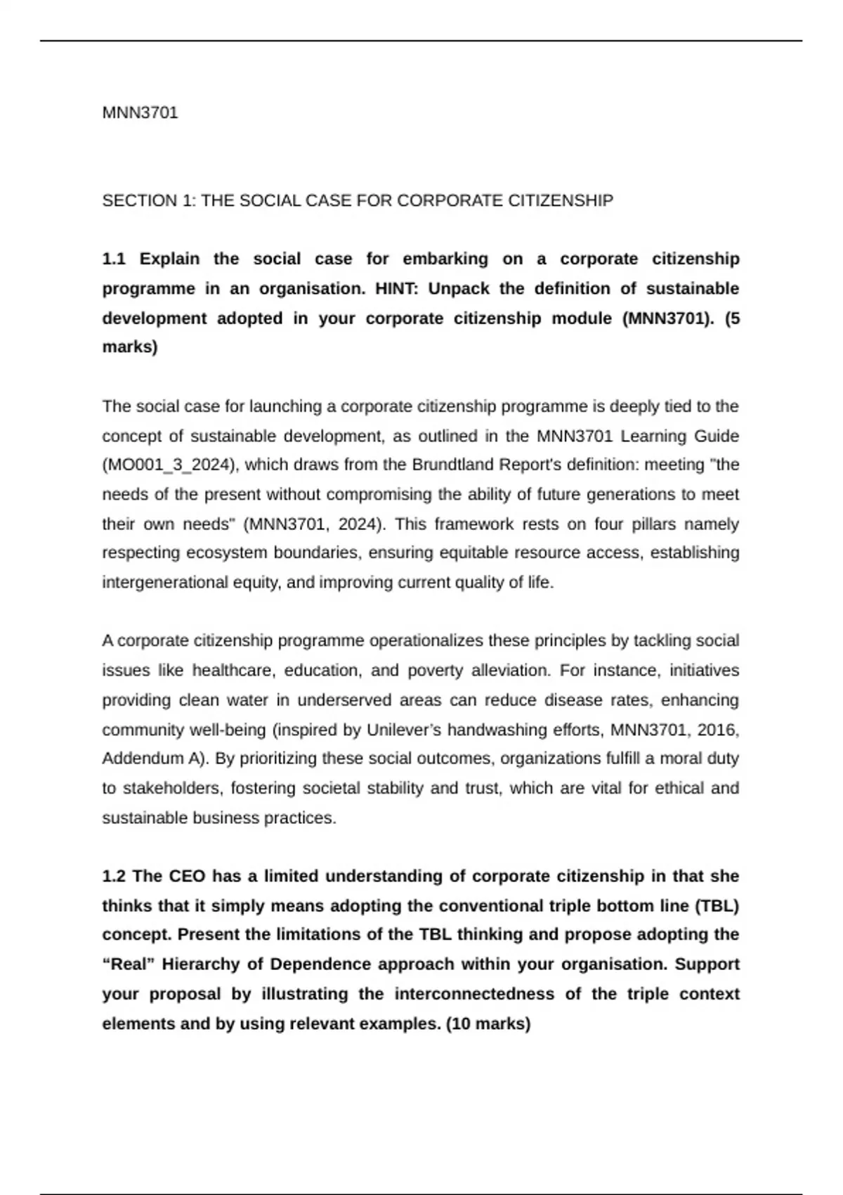 Summary - Corporate Citizenship (MNN3701) - Corporate Citizenship (MNN3701) - Stuvia SA