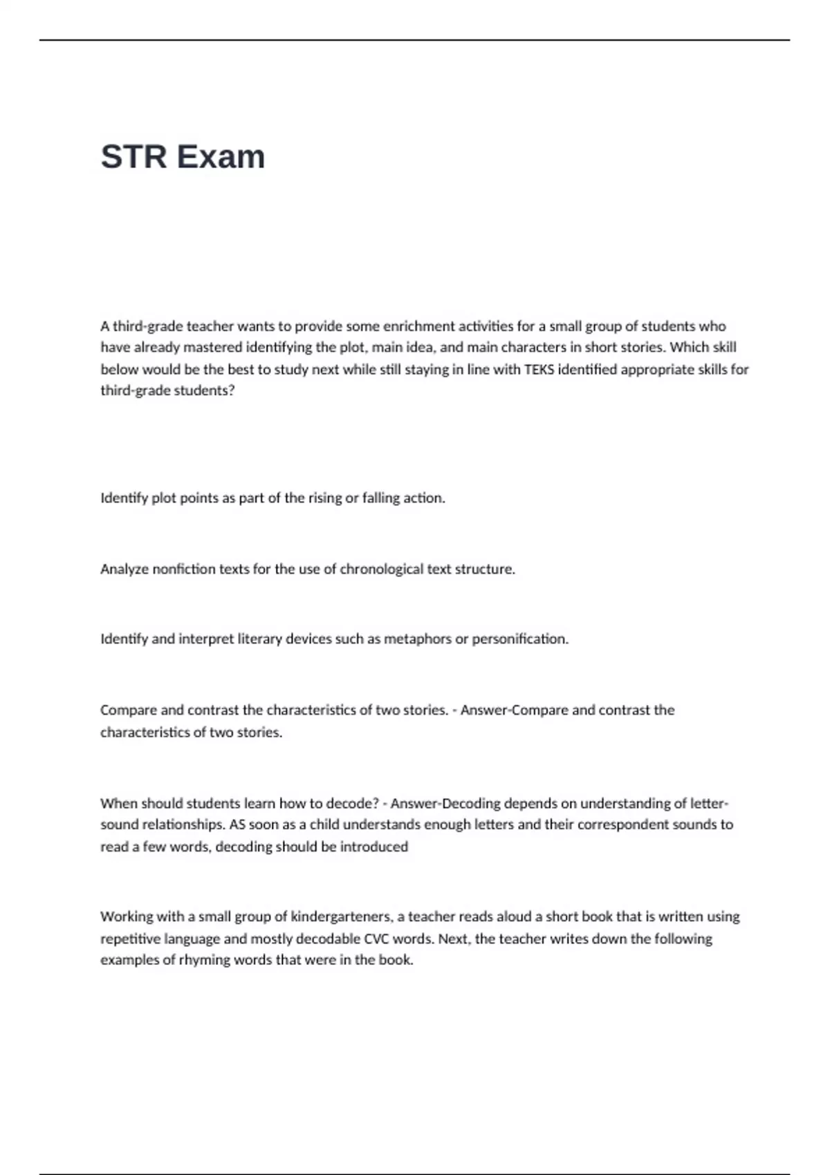 STR Exam Questions with Correct Answers |PASSED!!! - Str - Stuvia US