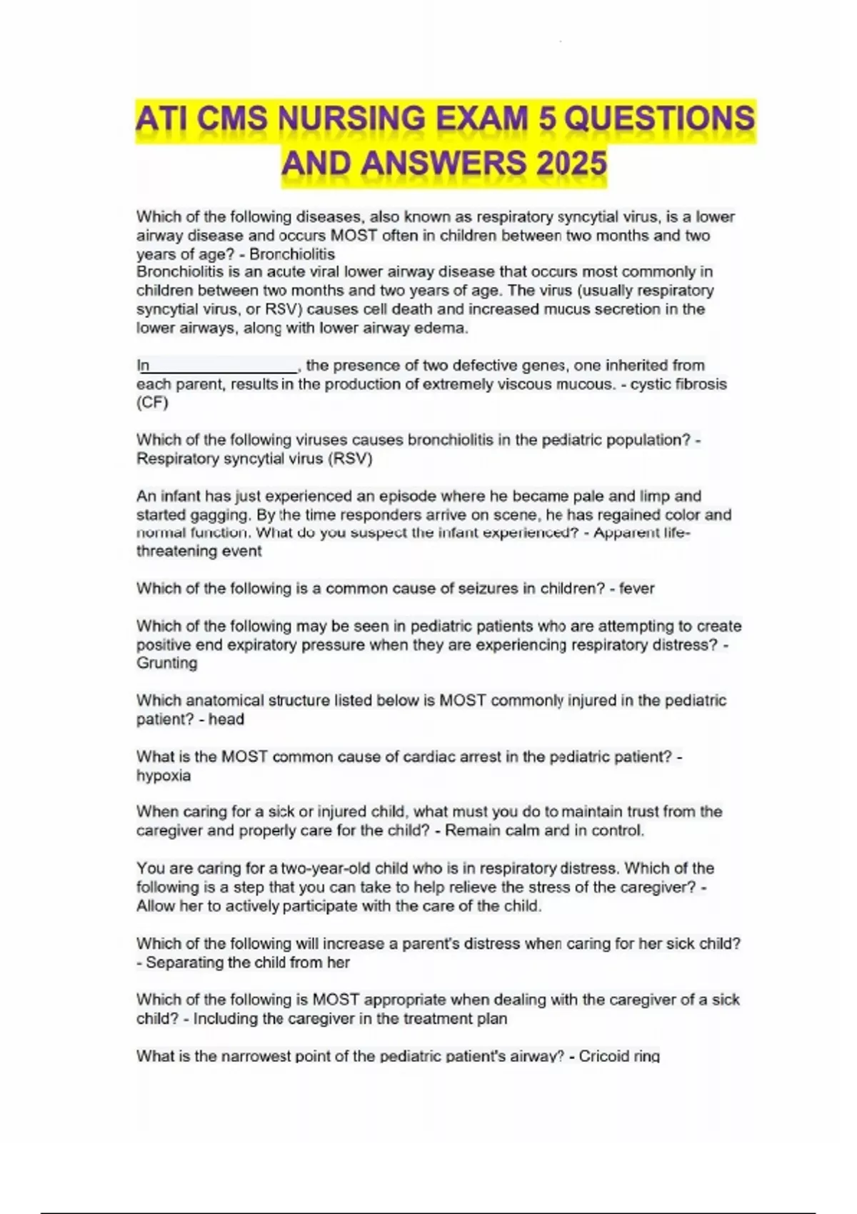 ATI CMS NURSING EXAM 5 QUESTIONS AND ANSWERS 2025 - ATI CMS NURSING ...