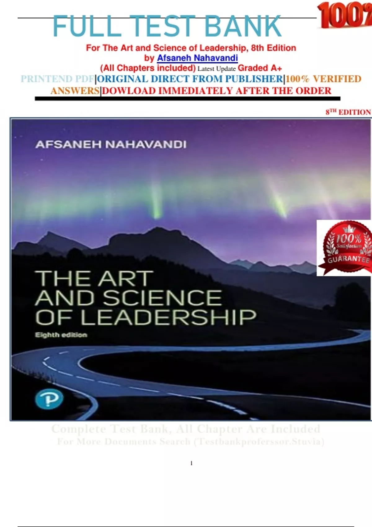 FULL TEST BANK For The Art and Science of Leadership, 8th Edition by ...