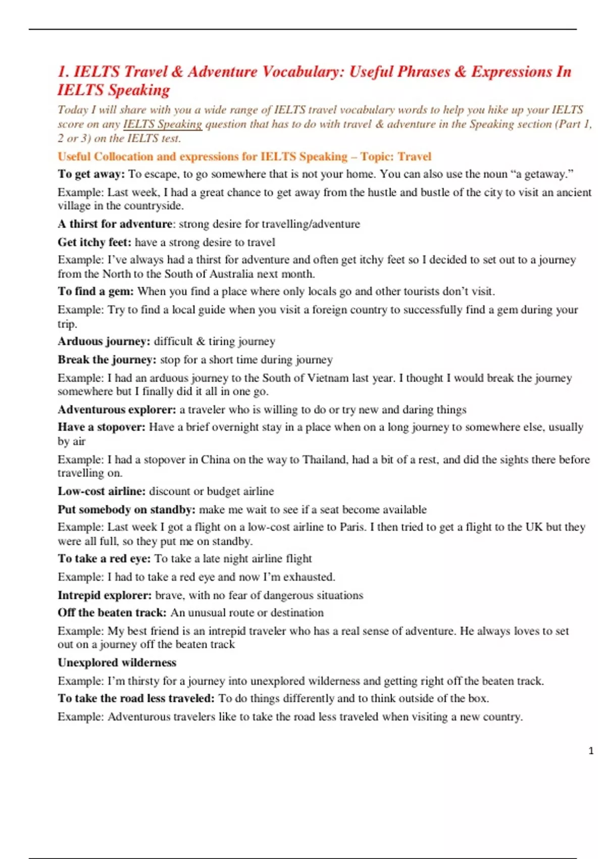 IELTS-Vocabulary IELTS Travel & Adventure Vocabulary: Useful Phrases ...