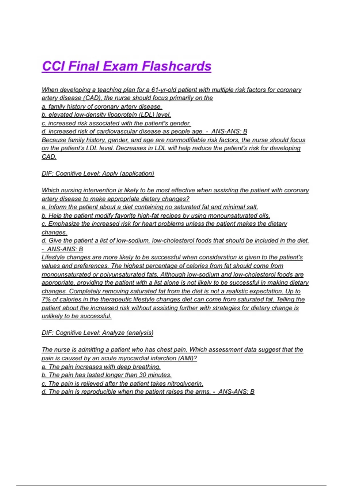 CCI Final Exam Flashcards Questions with correct Answers 2025/2026( A+ GRADED 100% VERIFIED ...