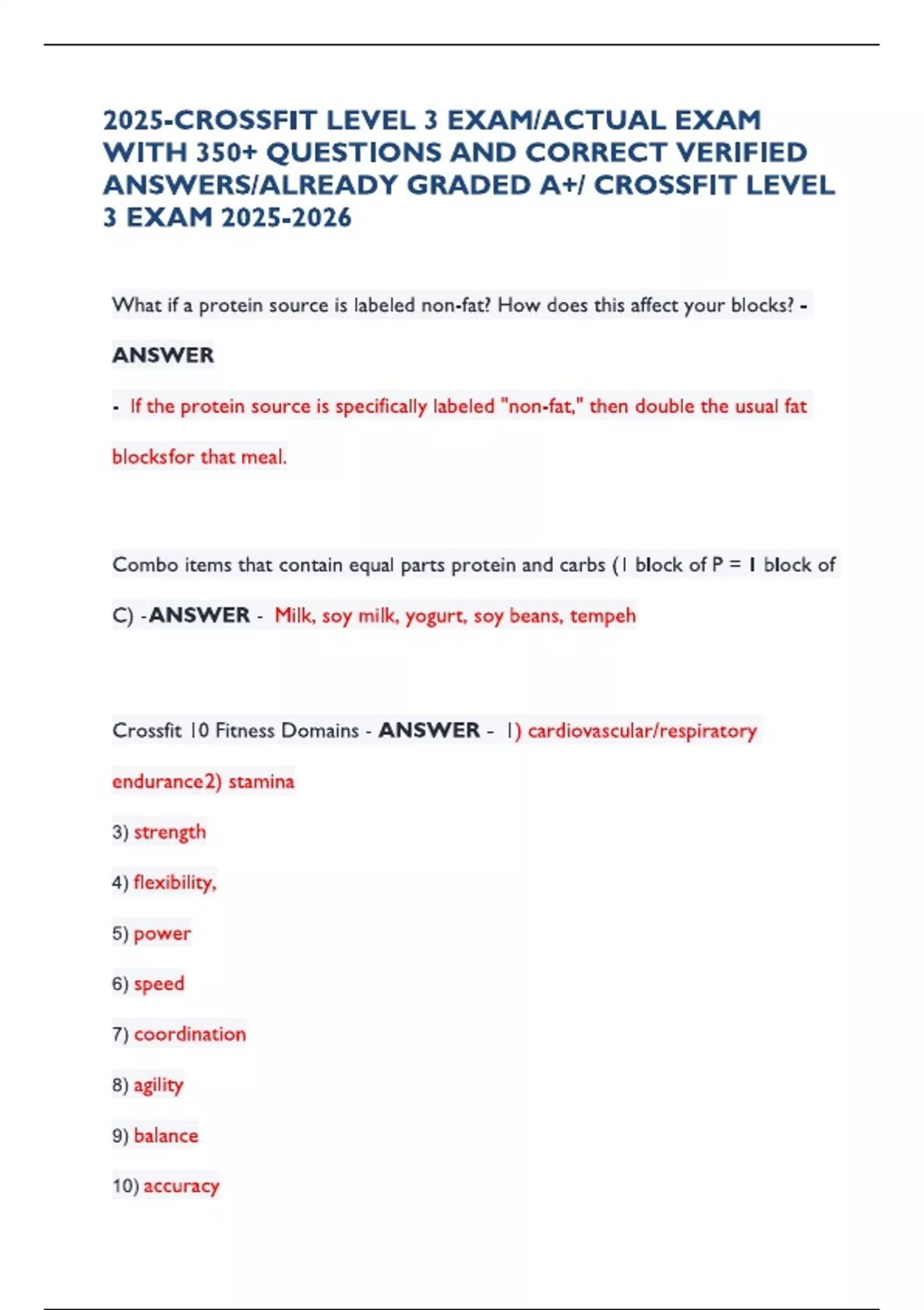 2025-CROSSFIT LEVEL 3 EXAM/ACTUAL EXAM WITH 350+ QUESTIONS AND CORRECT ...