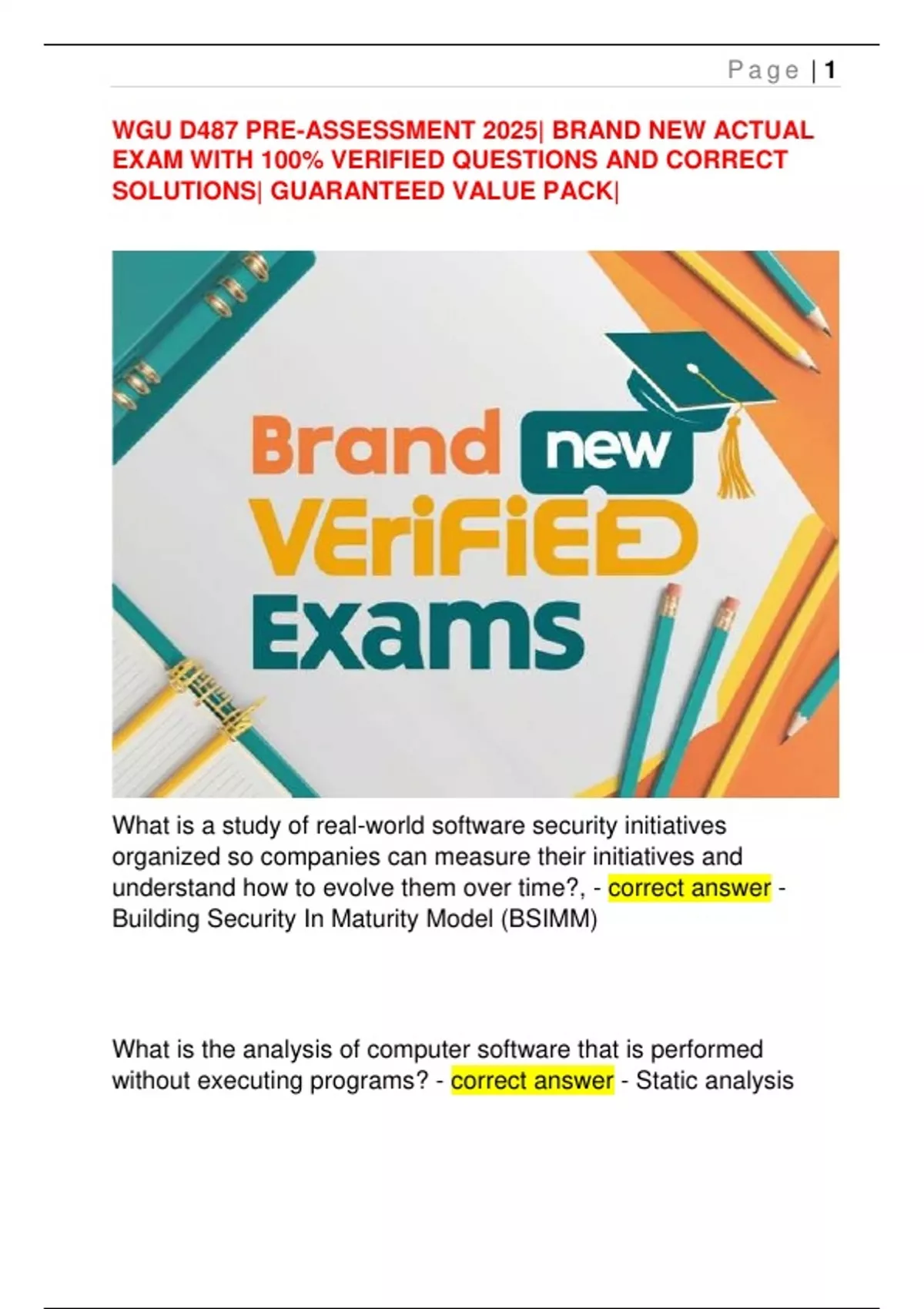 WGU D487 PRE-ASSESSMENT 2025| BRAND NEW ACTUAL EXAM WITH 100% VERIFIED ...