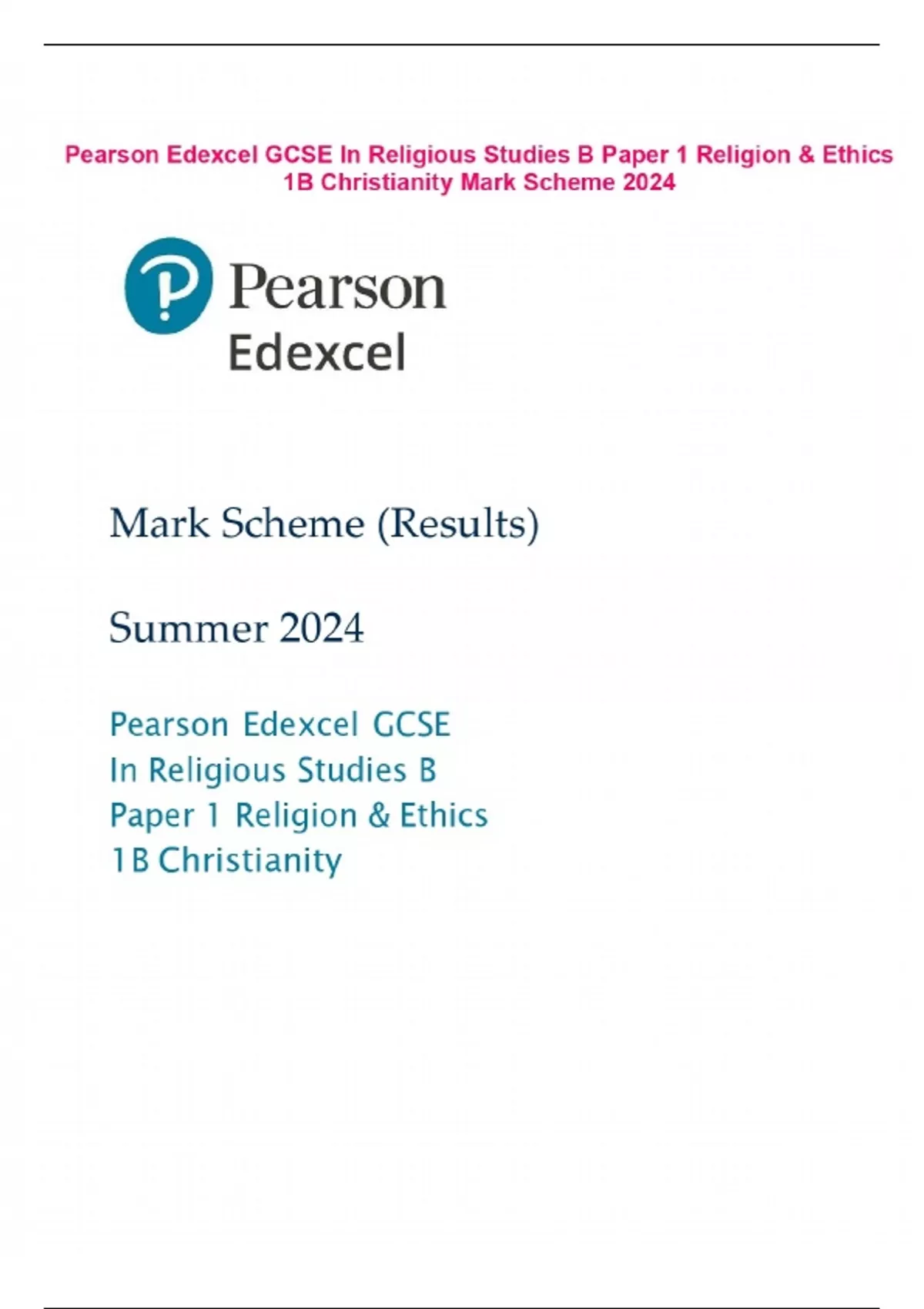 Pearson Edexcel GCSE In Religious Studies B Paper 1 Religion & Ethics ...