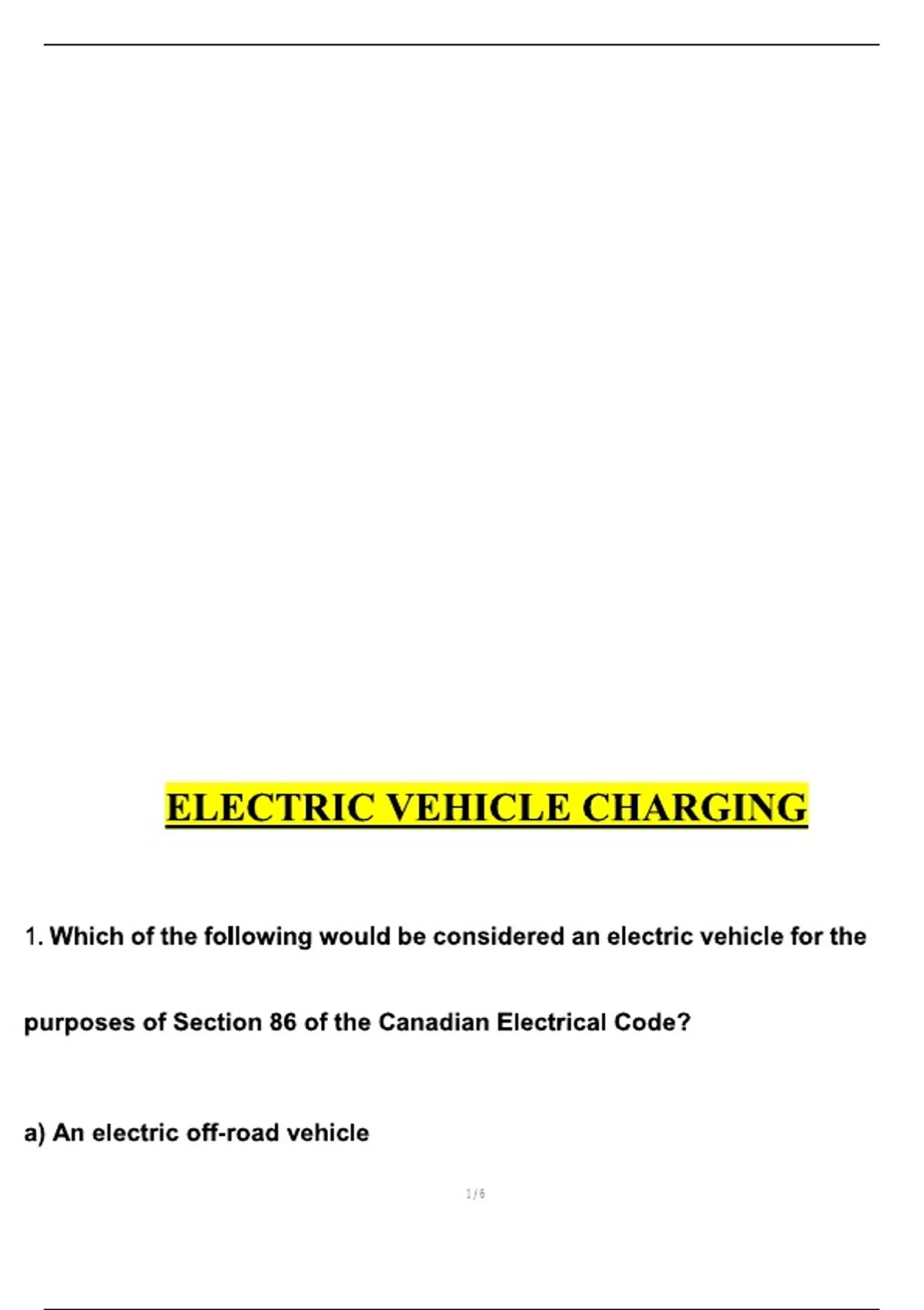 Electric Vehicle Charging System Exam( Quiz 1-7) : Questions & Answers ...