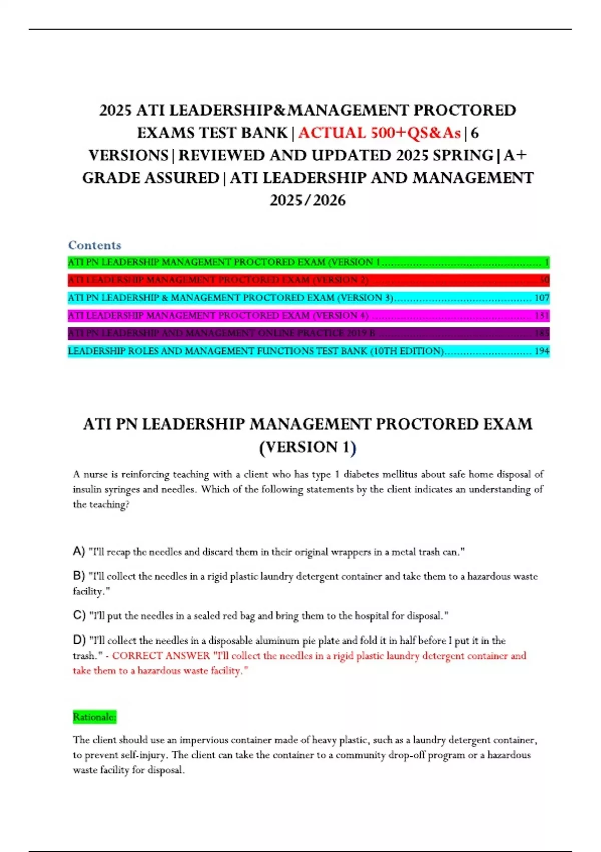 2025 ATI LEADERSHIP&MANAGEMENT PROCTORED EXAMS TEST BANK|ACTUAL 500+QS ...