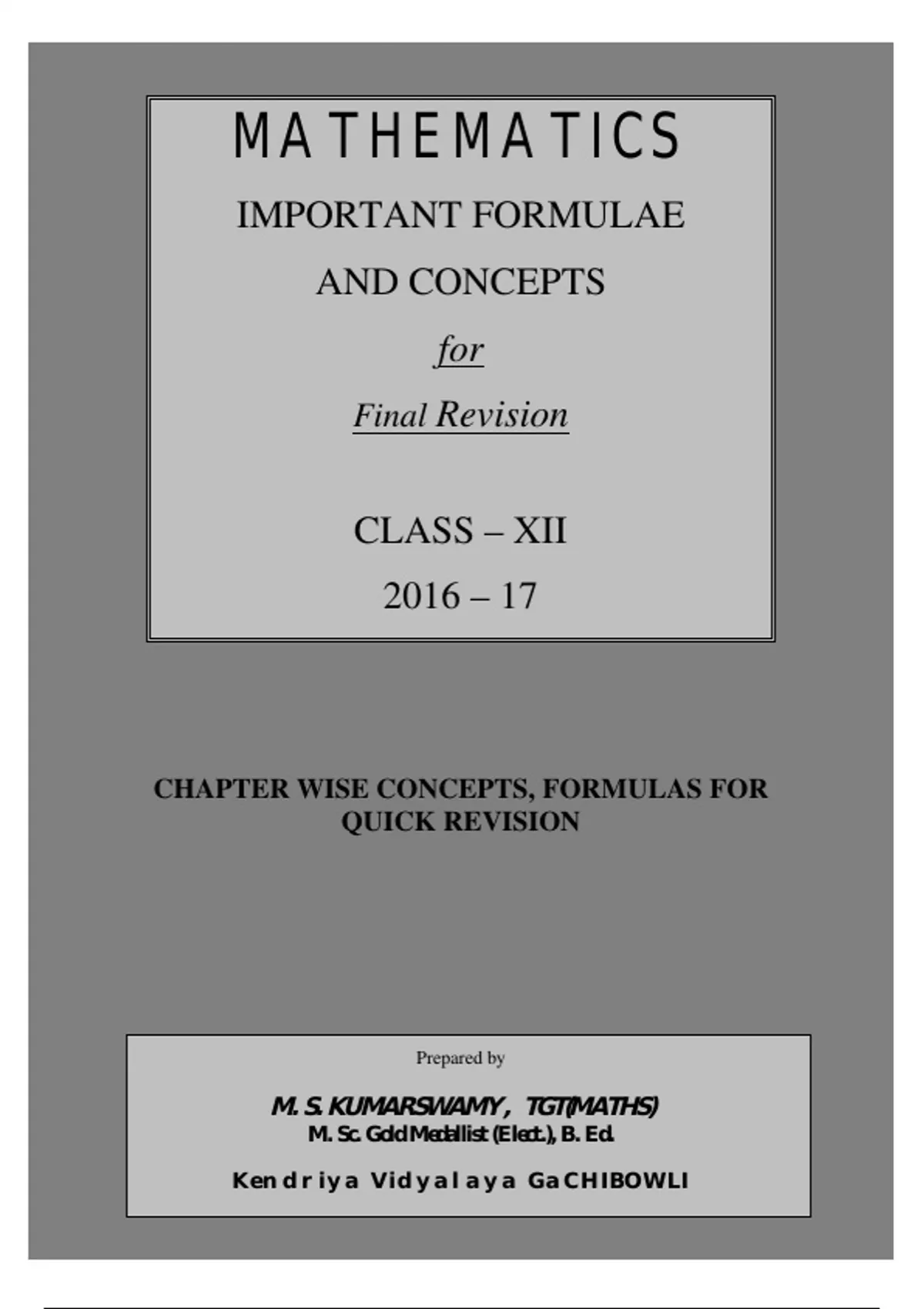 Formal & Academic Comprehensive Mathematics Formula Handbook Chapter-wise Math Formula Reference ...