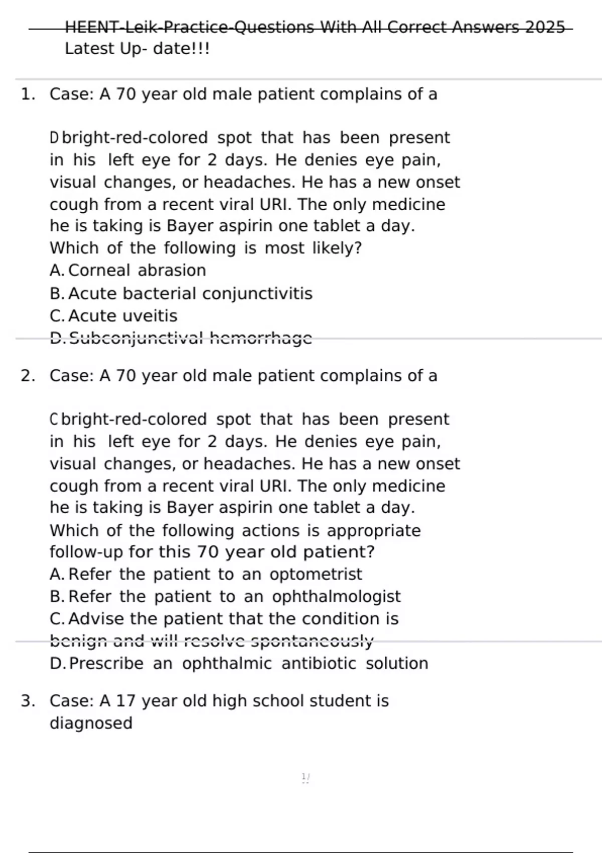 HEENT-Leik-Practice-Questions With All Correct Answers 2025 Latest ...
