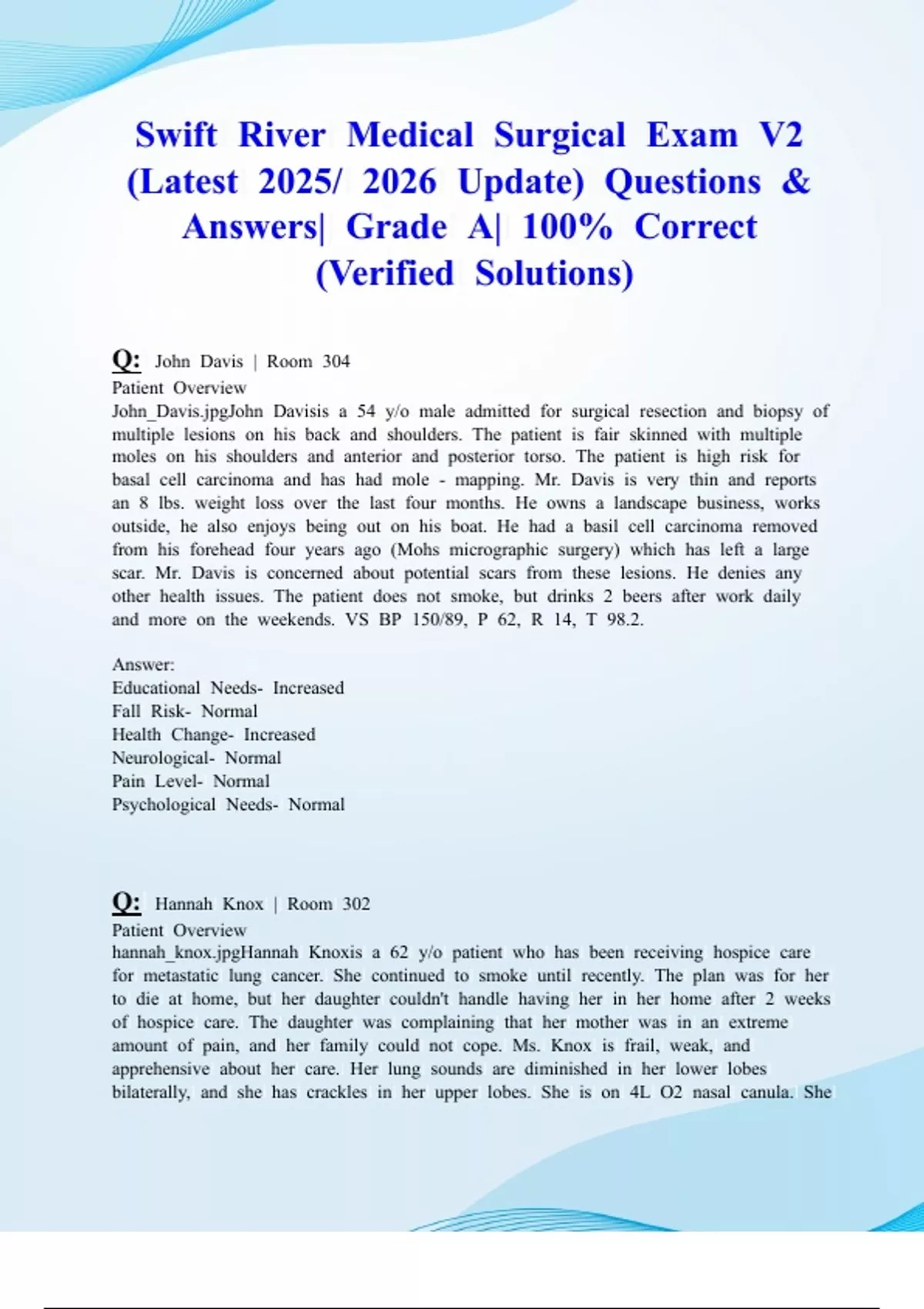 Swift River Medical Surgical Exam V2 (Latest 2025/ 2026 Update ...