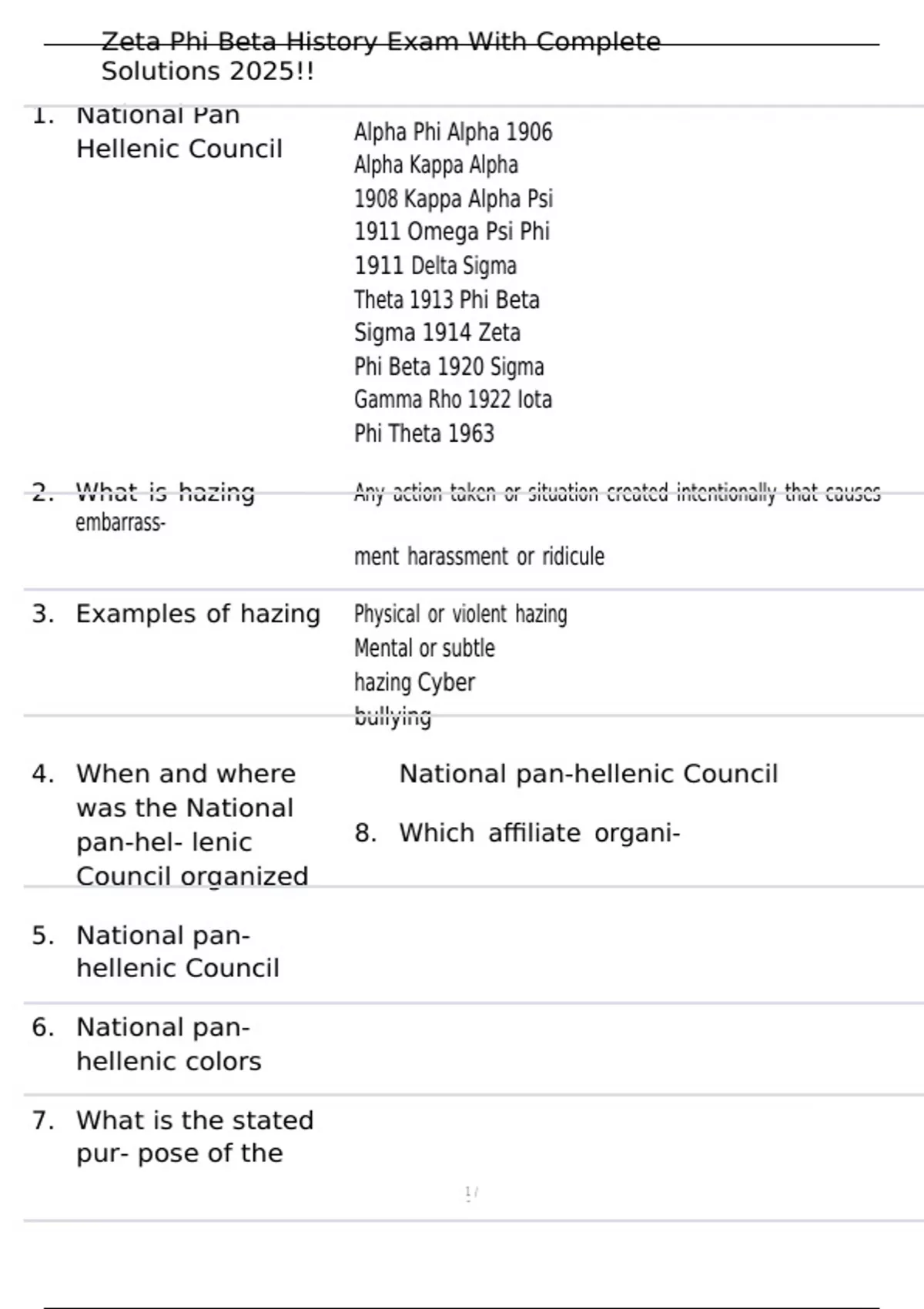 Zeta Phi Beta History Exam With Complete Solutions 2025!! - Zeta Phi ...