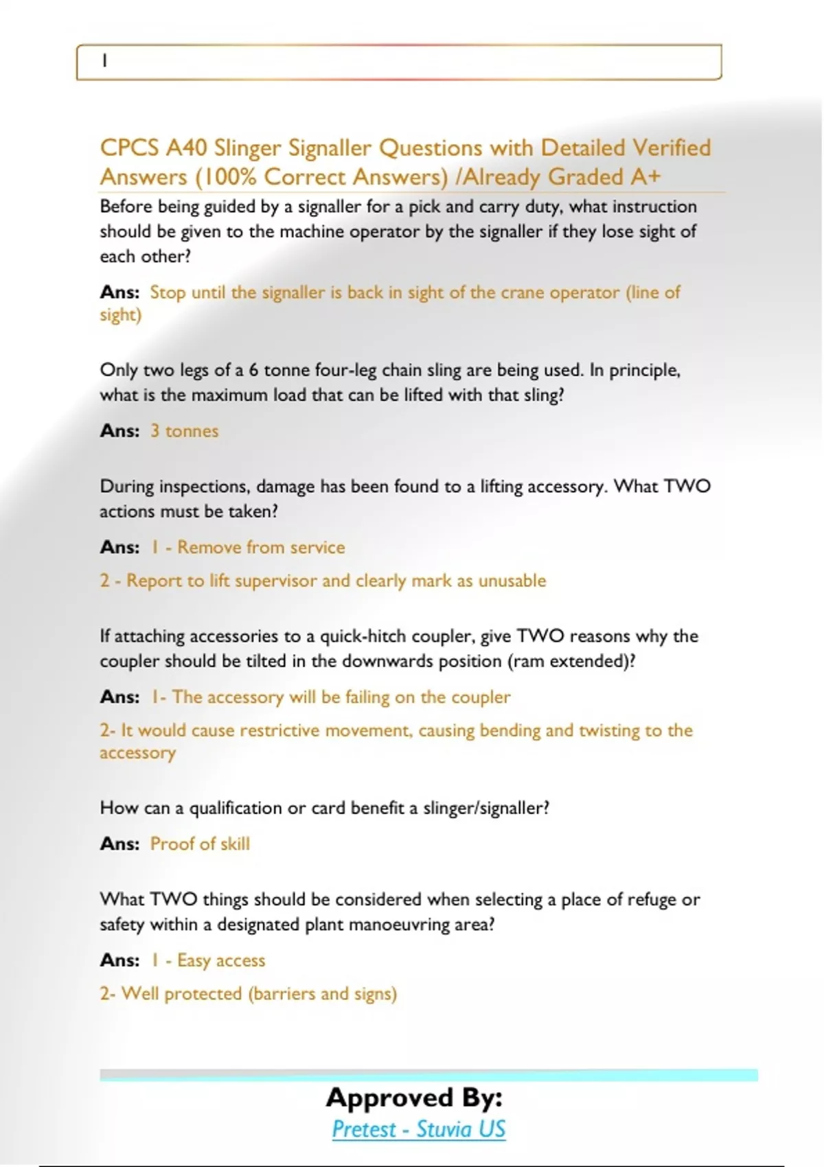 CPCS A40 Slinger Signaller Questions with Detailed Verified Answers ...