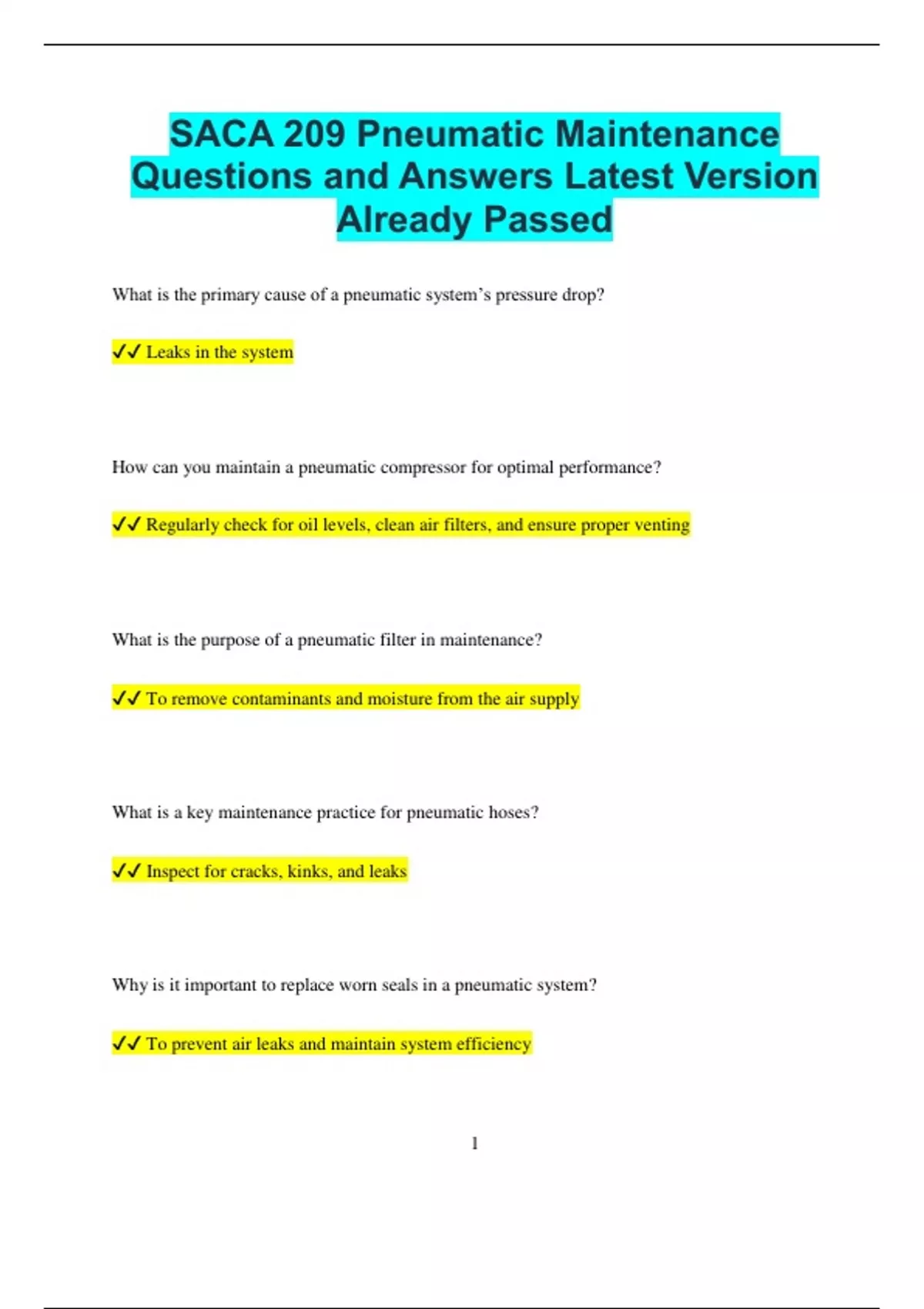 SACA Bundled Exams Questions and Answers Multiple Versions Latest ...