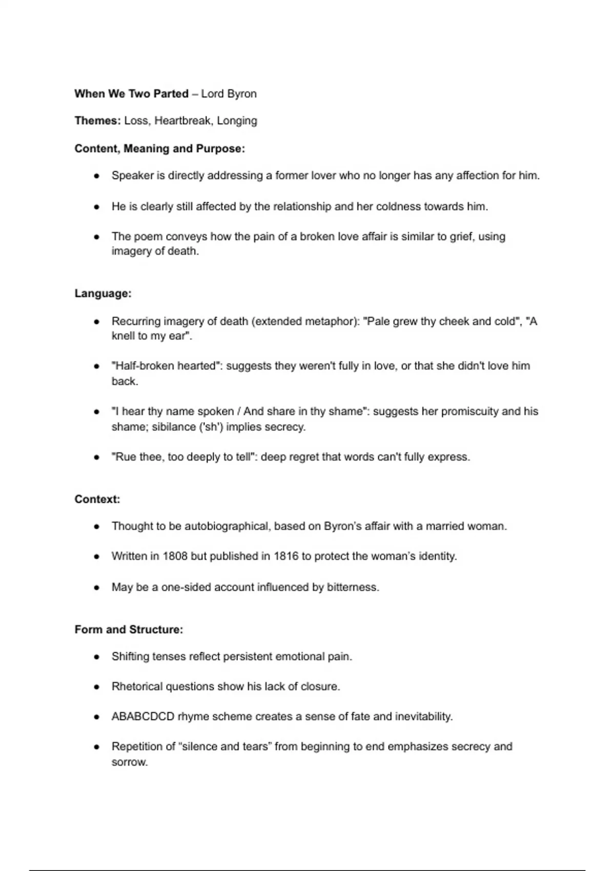 Love and relationships poems deep analysis - English - Stuvia UK