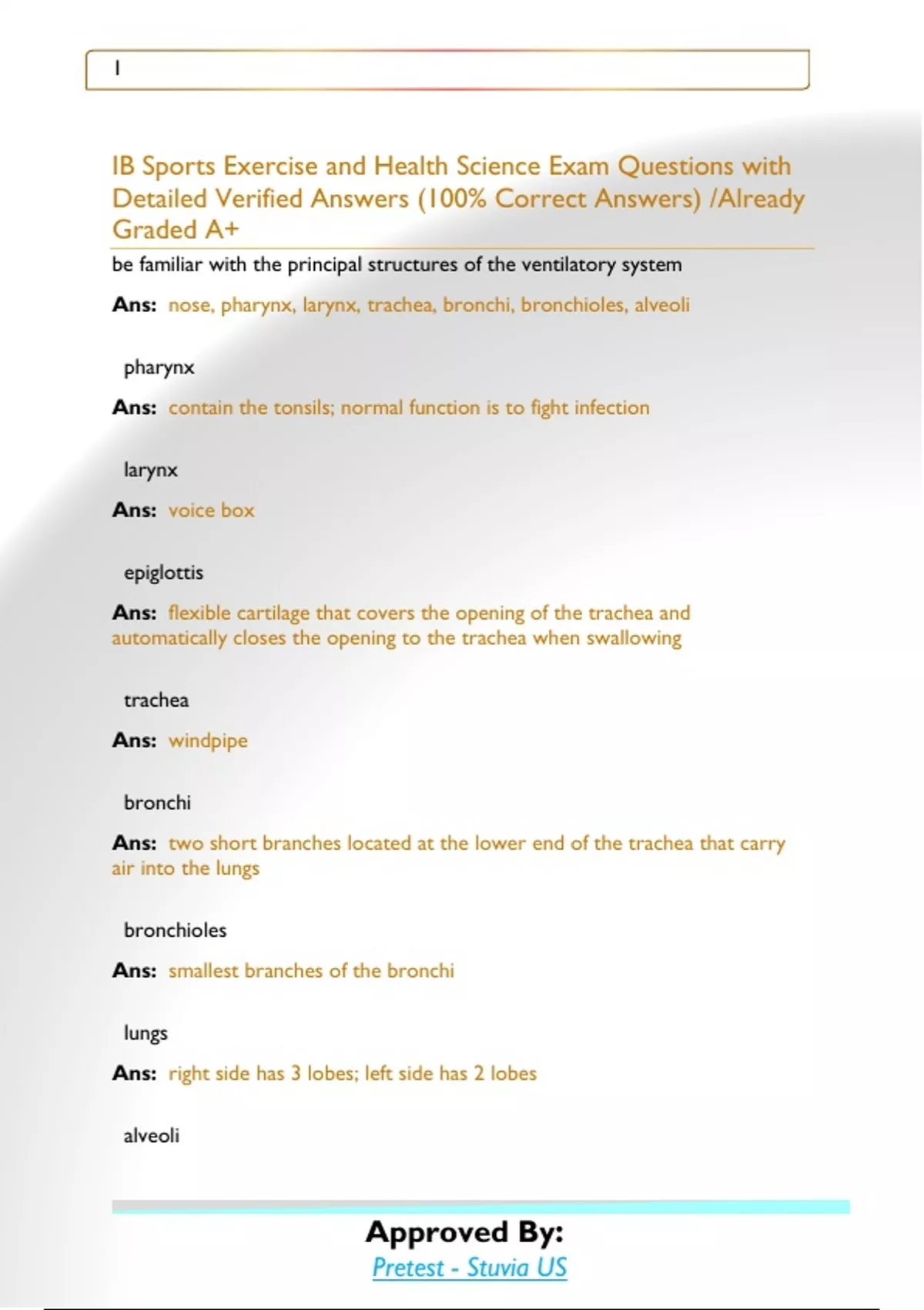 IB Sports Exercise and Health Science Exam Questions with Detailed ...