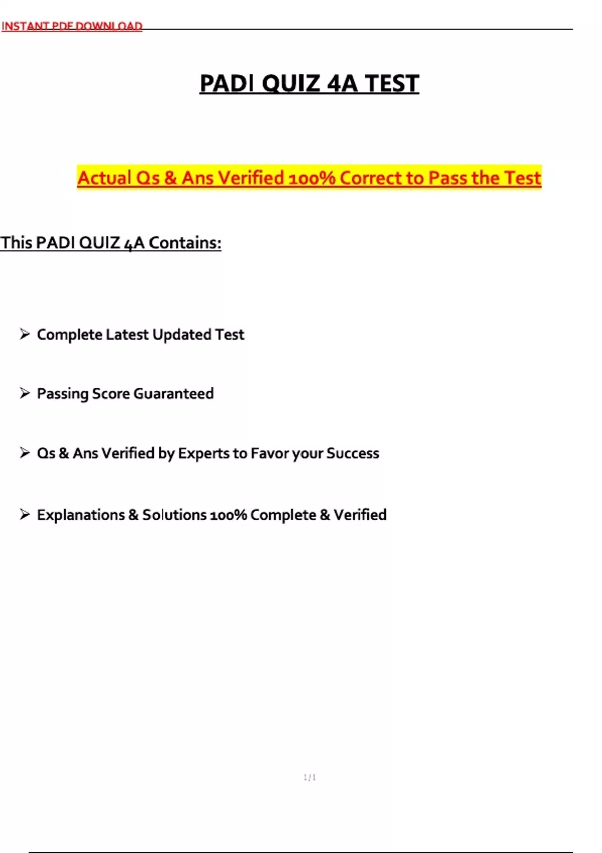 2025 PADI Quiz 4A Actual Qs & Ans to Pass the Exam, 100% Verified - PDF - PADI - Stuvia US