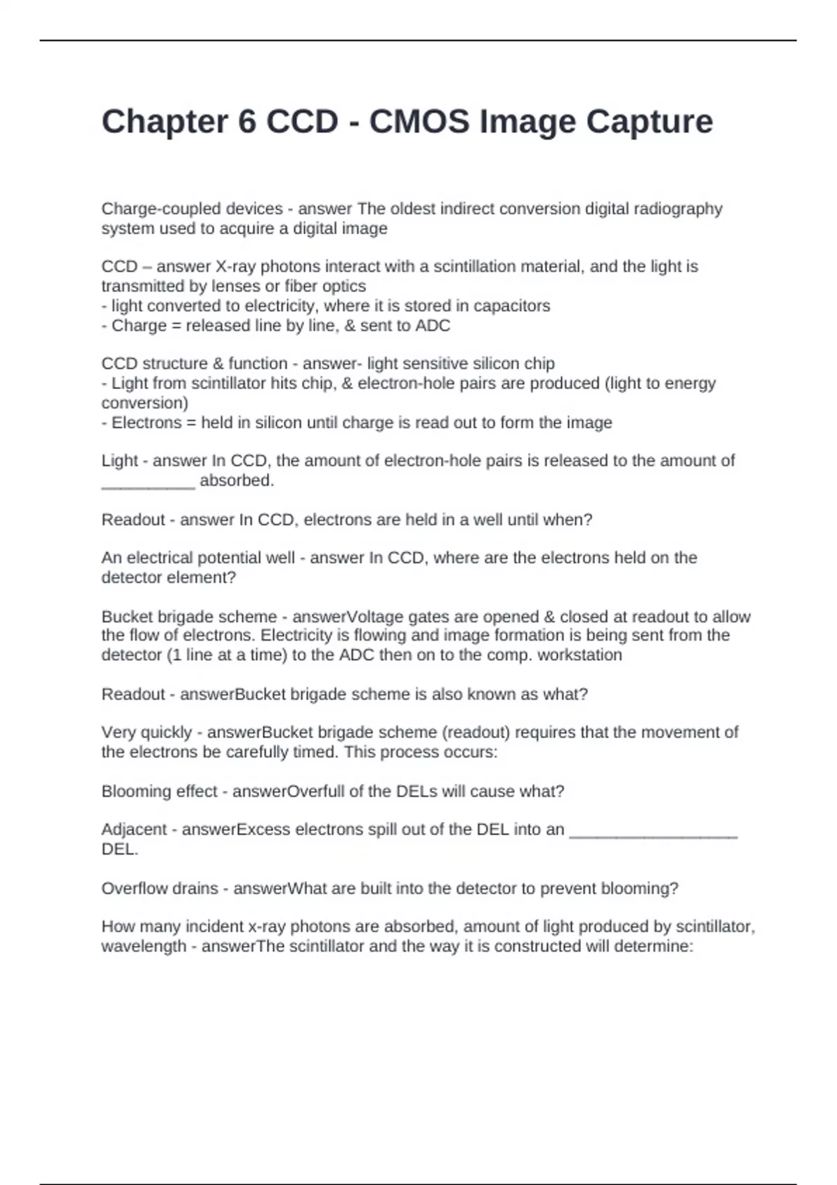 Chapter 6 CCD - CMOS Image Capture Questions and Answers 2025 - CCDS ...
