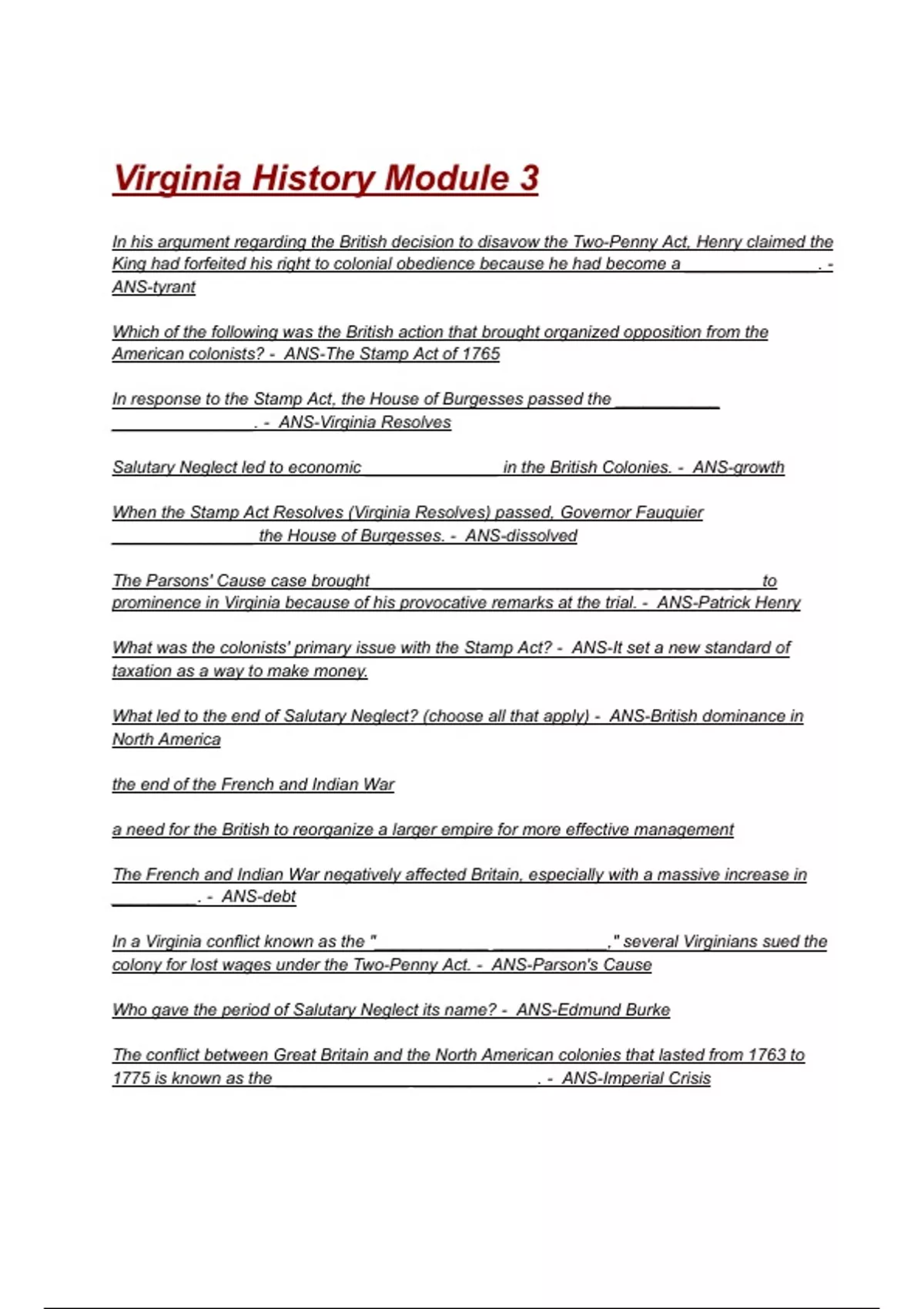 Virginia History Module 3 Exam Questions with correct Answers 2025/2026 ...