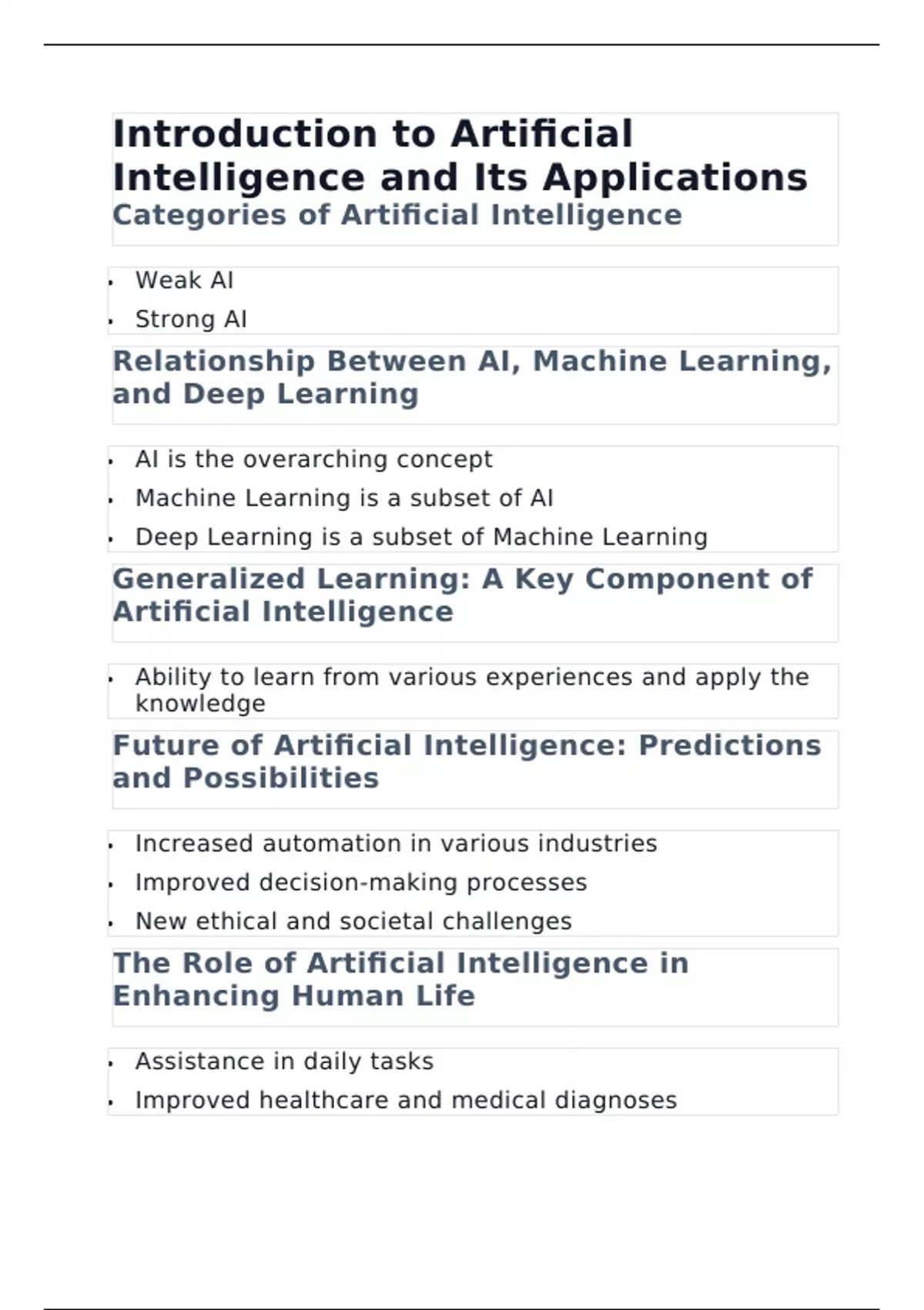 Summary Introduction to Artificial Intelligence and Its Applications ...