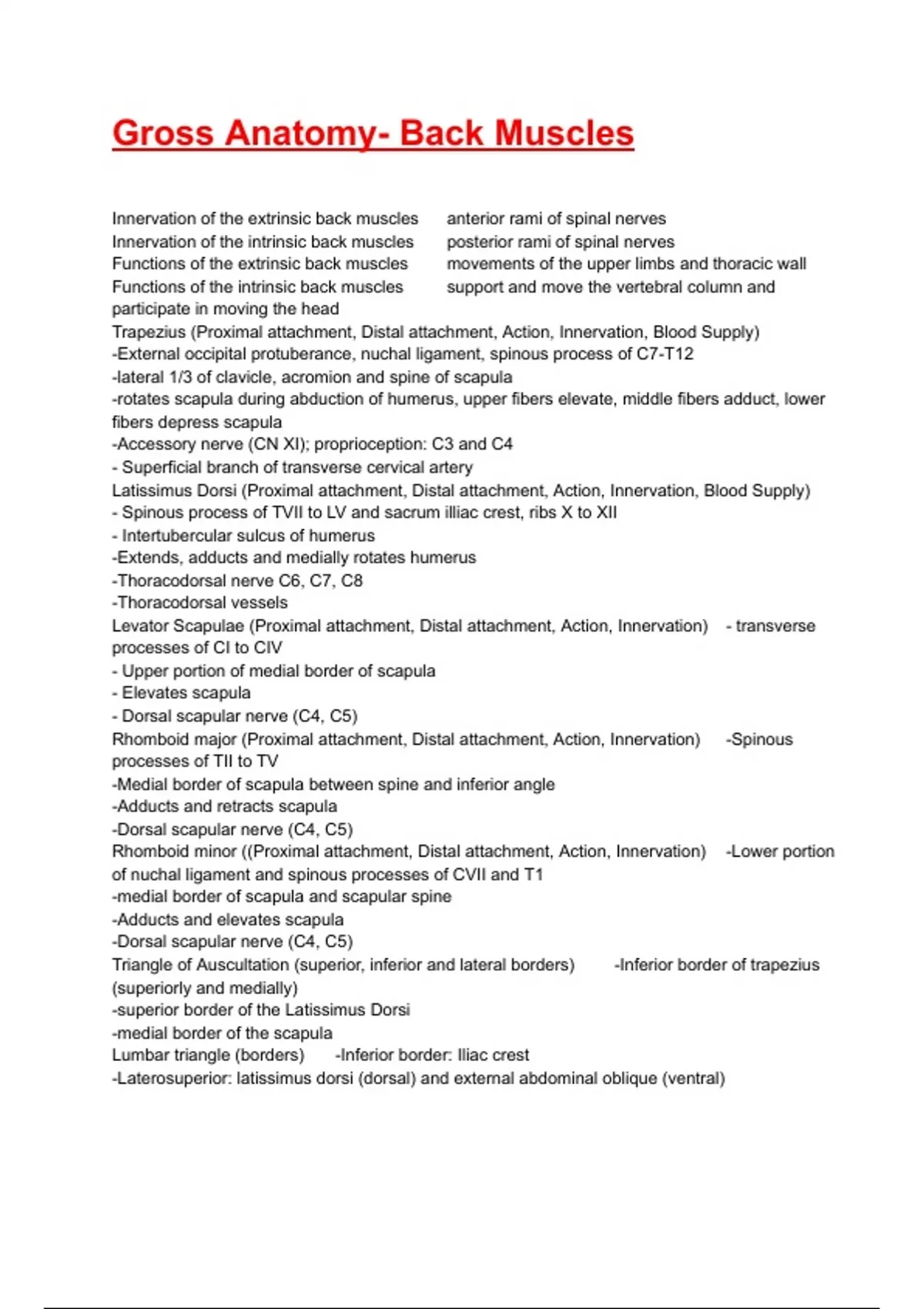 Gross Anatomy- Back Muscles Exam 2025/2026 Questions With Completed ...