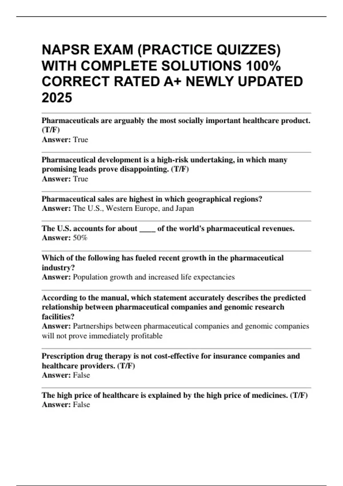 NAPSR EXAM (PRACTICE QUIZZES) WITH COMPLETE SOLUTIONS 100% CORRECT ...