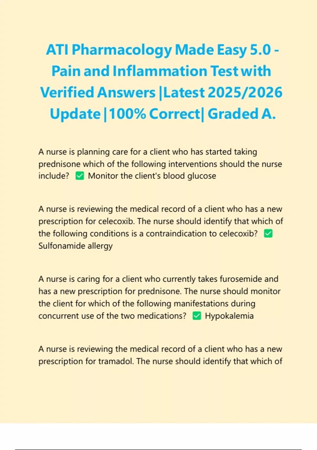 ATI Pharmacology Made Easy 5.0 -Pain and Inflammation Test with ...