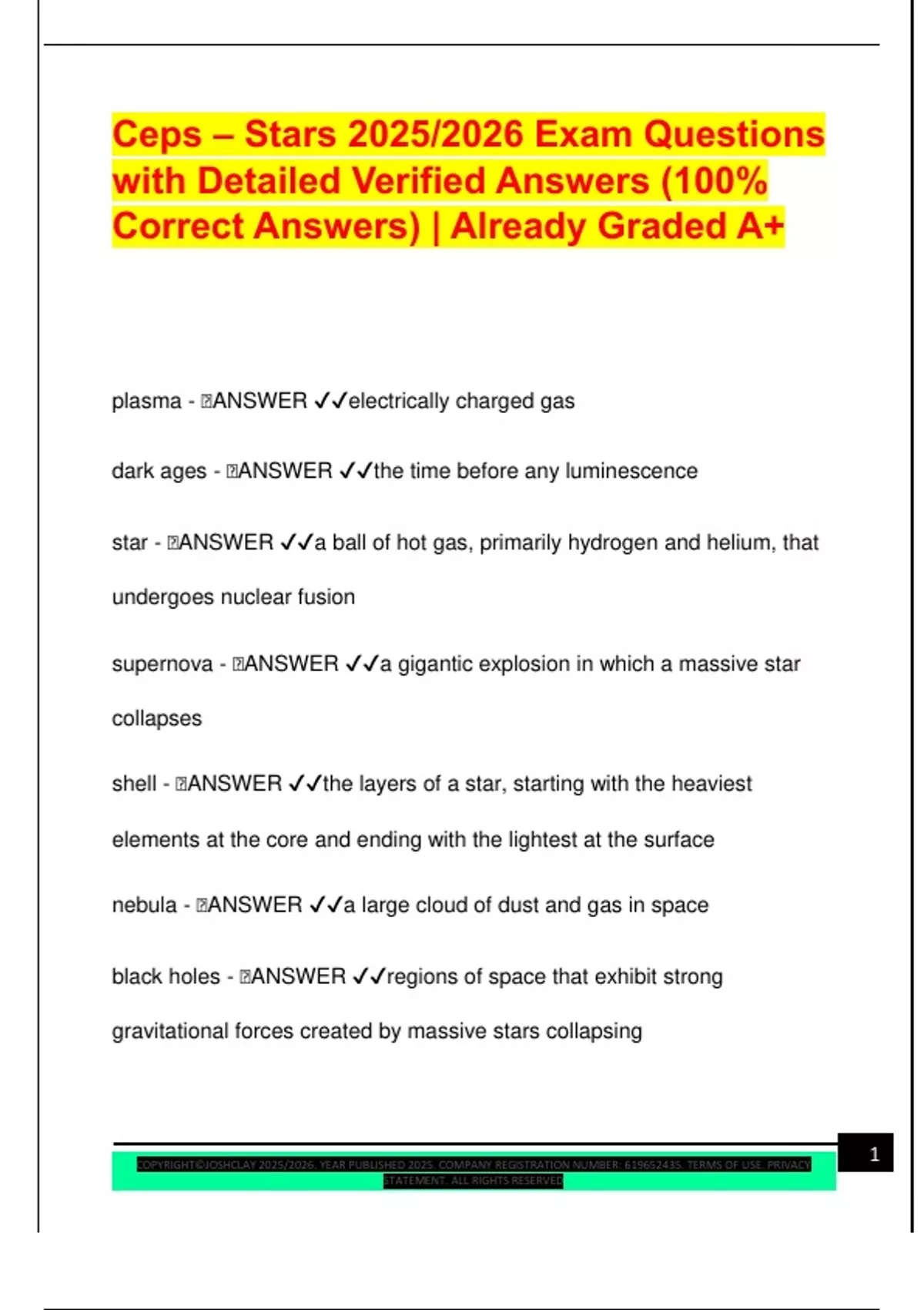 Ceps – Stars 2025/2026 Exam Questions with Detailed Verified Answers (100% Correct Answers ...