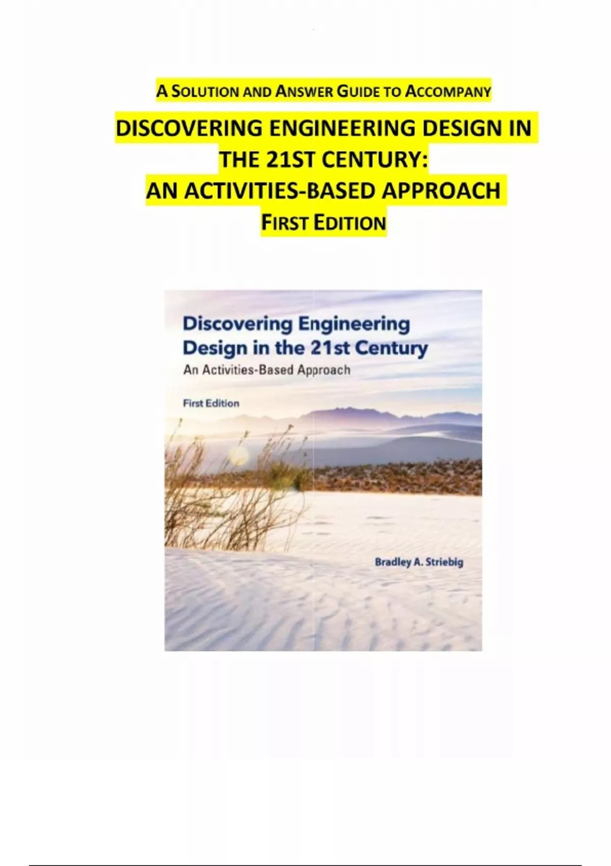 A SOLUTION AND ANSWER GUIDE TO ACCOMPANY DISCOVERING ENGINEERING DESIGN ...