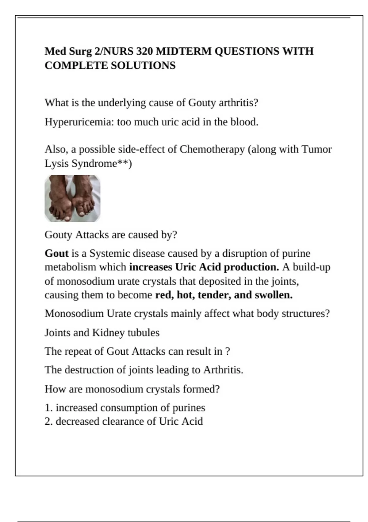 Med Surg 2/NURS 320 MIDTERM QUESTIONS WITH COMPLETE SOLUTIONS - NURS ...