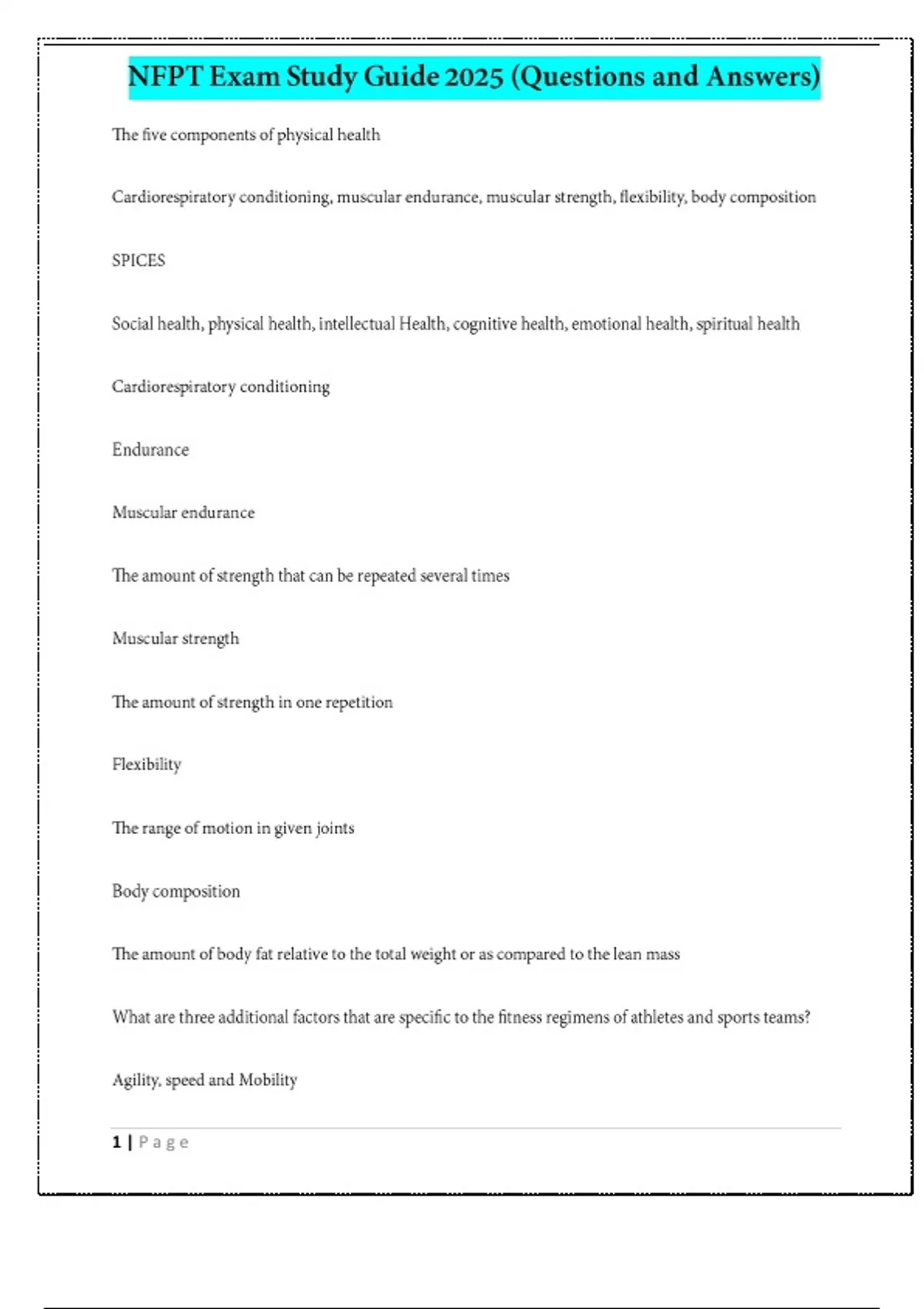 NFPT Exam Study Guide 2025 (Questions and Answers) - NFPT - Stuvia US