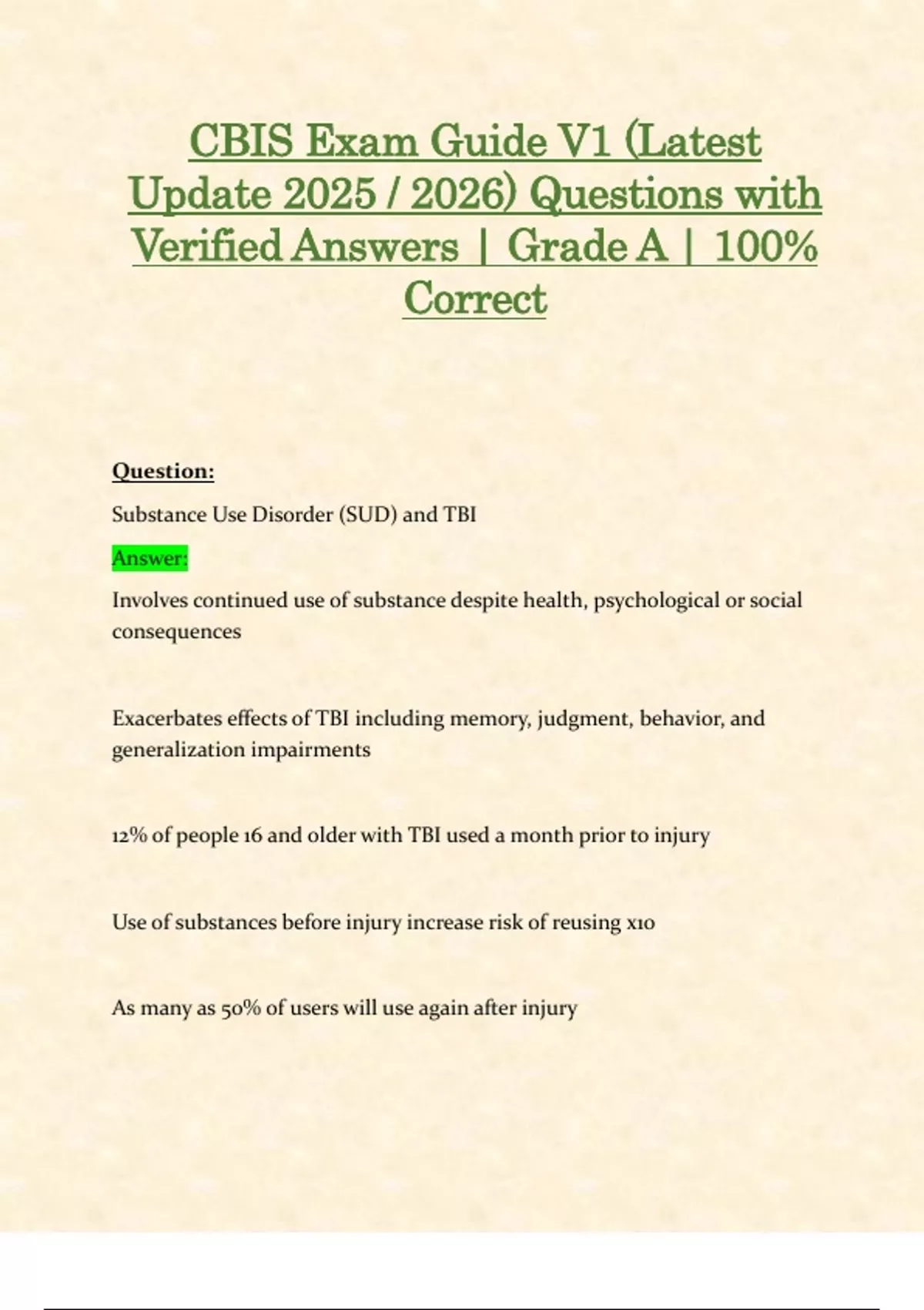 CBIS Exam Guide V1 (Latest Update 2025 / 2026) Questions with Verified ...