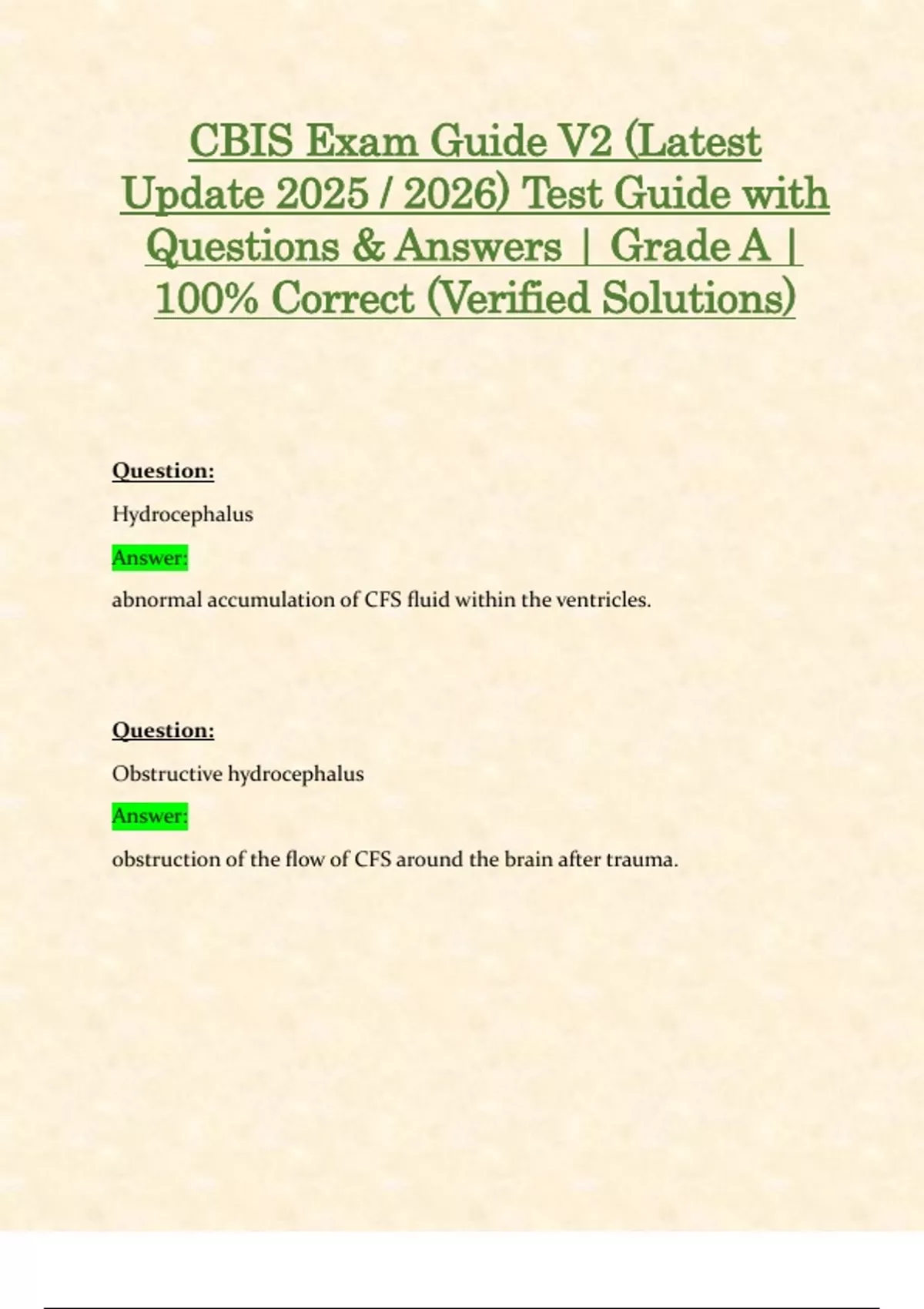 CBIS Exam Guide V2 (Latest Update 2025 / 2026) Test Guide with ...