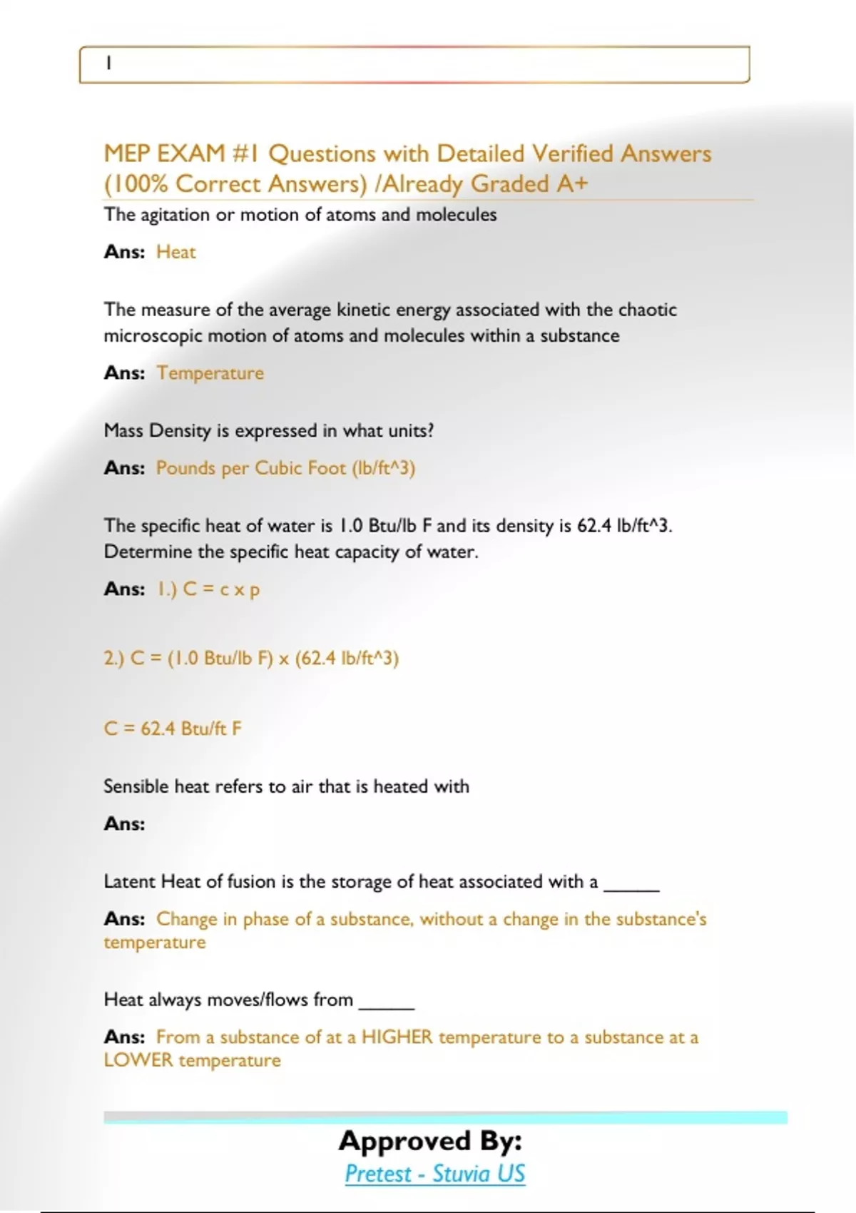 MEP EXAM #1 Questions with Detailed Verified Answers (100% Correct ...
