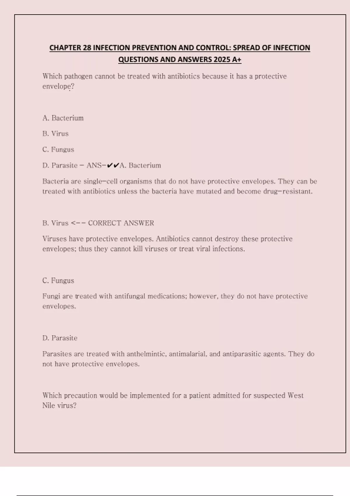 CHAPTER 28 INFECTION PREVENTION AND CONTROL: SPREAD OF INFECTION ...