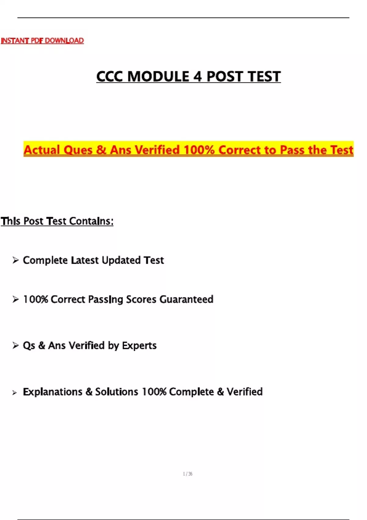 2025 Ccc Module 4 Post Test Questions With 100 Correct Answers