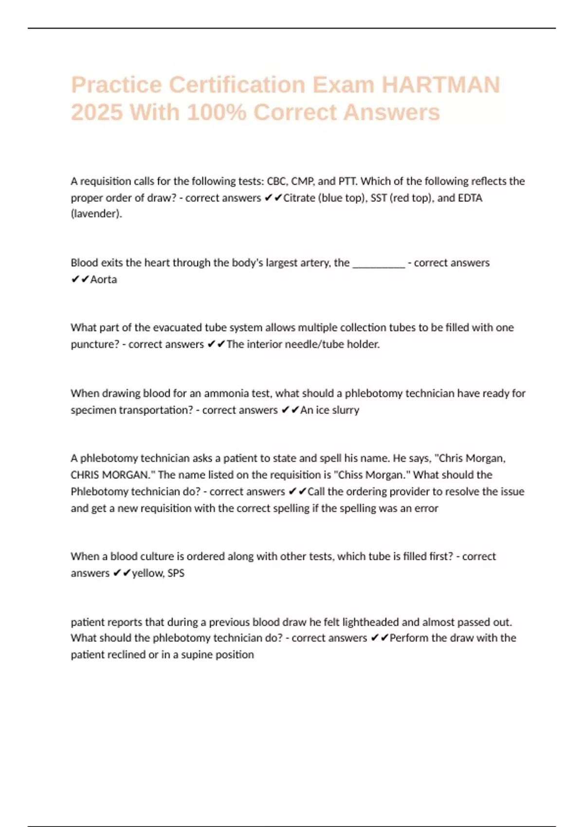 Practice Certification Exam HARTMAN 2025 With 100% Correct Answers - Practice Certification ...