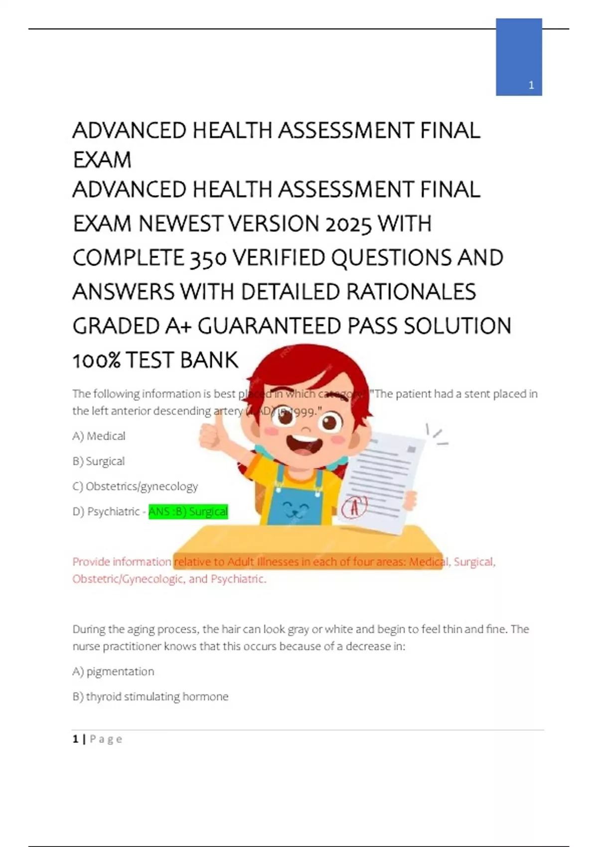 ADVANCED HEALTH ASSESSMENT FINAL EXAM NEWEST VERSION 2025 WITH COMPLETE ...