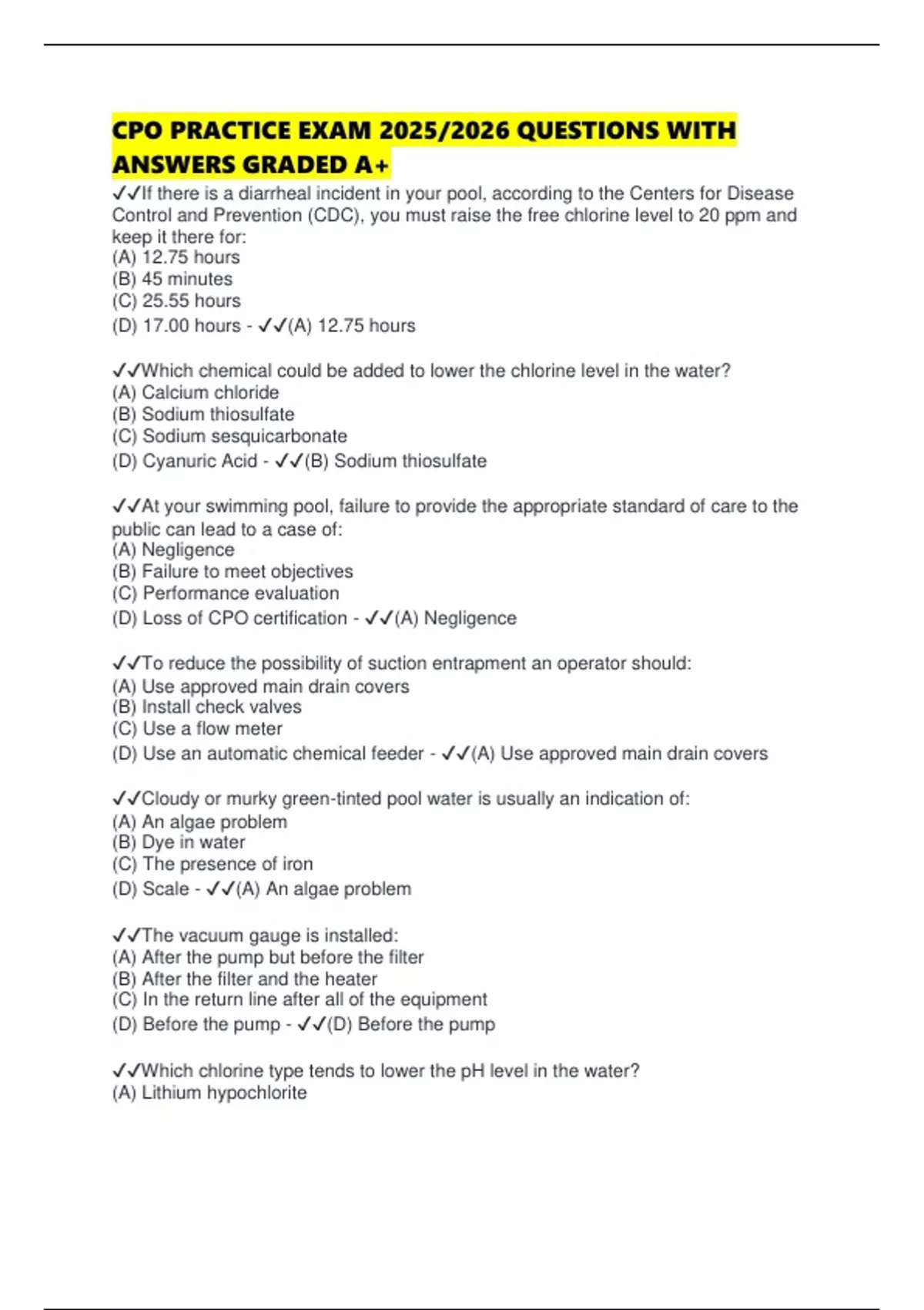 CPO PRACTICE EXAM 2025/2026 QUESTIONS WITH ANSWERS GRADED A+ - CPO ...